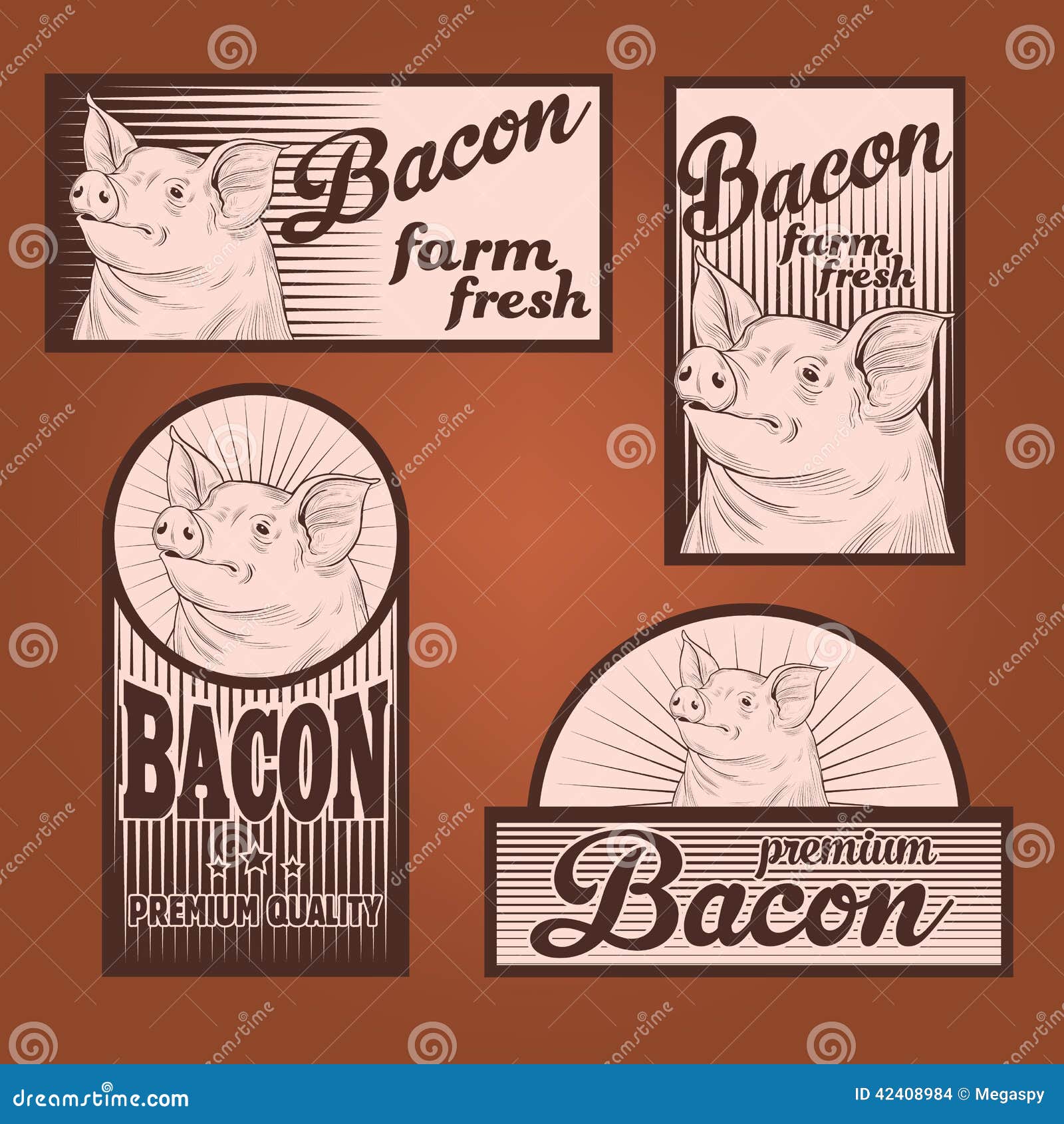 Bacon vintage labels stock vector. Illustration of emblem - 42408984