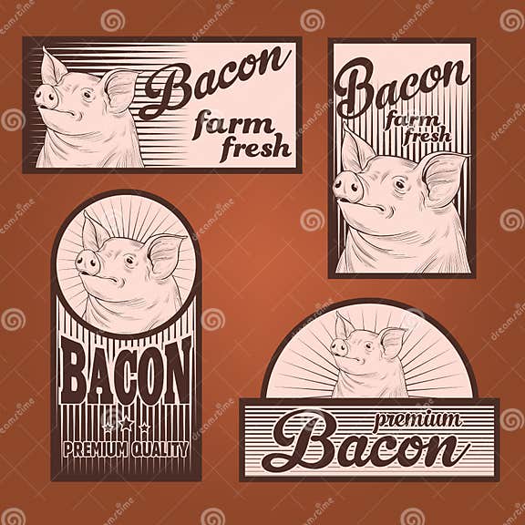 Bacon vintage labels stock vector. Illustration of emblem - 42408984