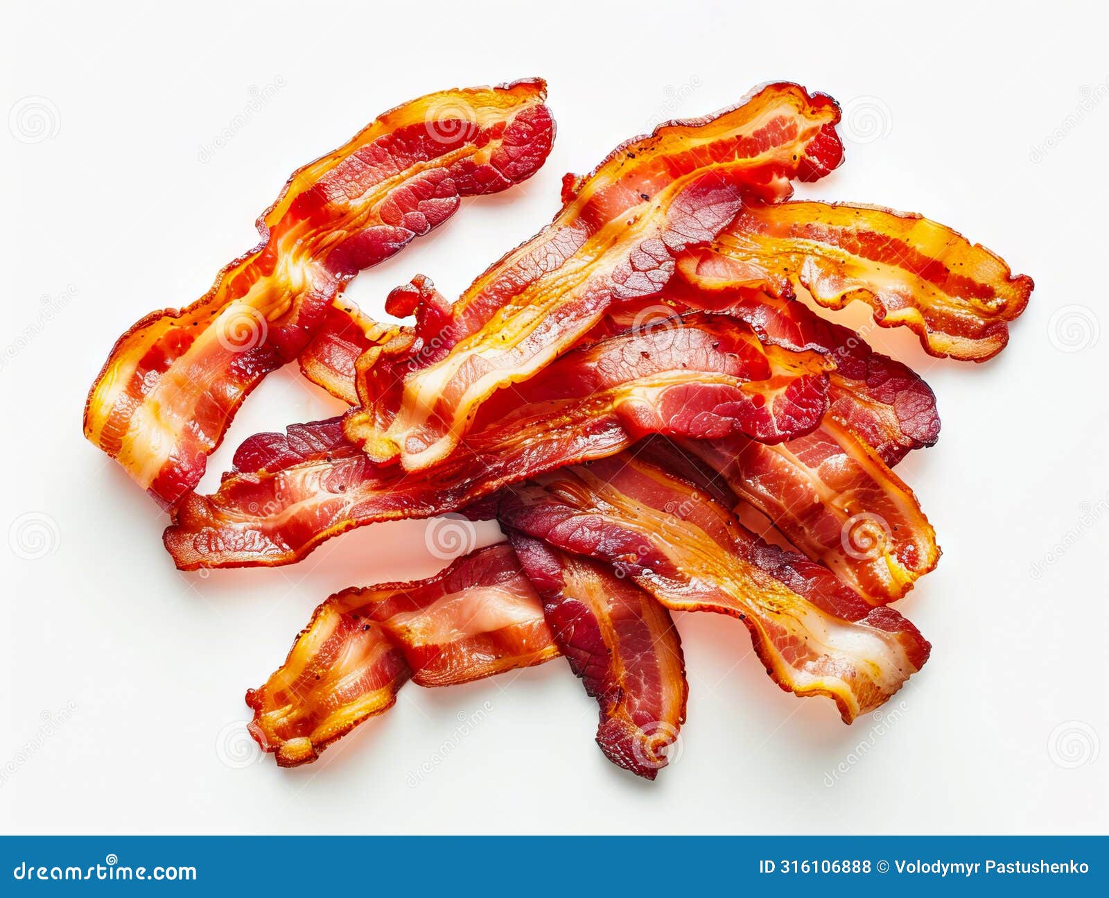Bacon on a White Background Stock Photo - Image of plate, strip: 316106888