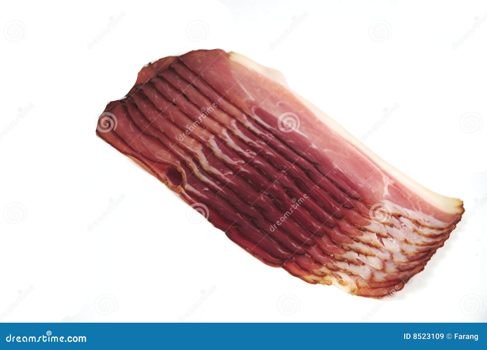 Bacon on white background stock image. Image of food, slice - 8523109