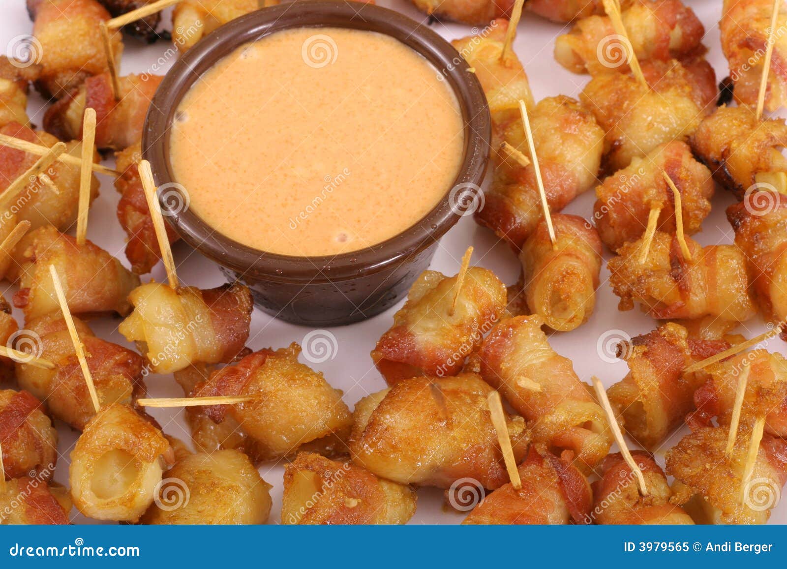 Bacon Wrapped Appetizers and Dip Stock Image - Image of food, diet: 3979565