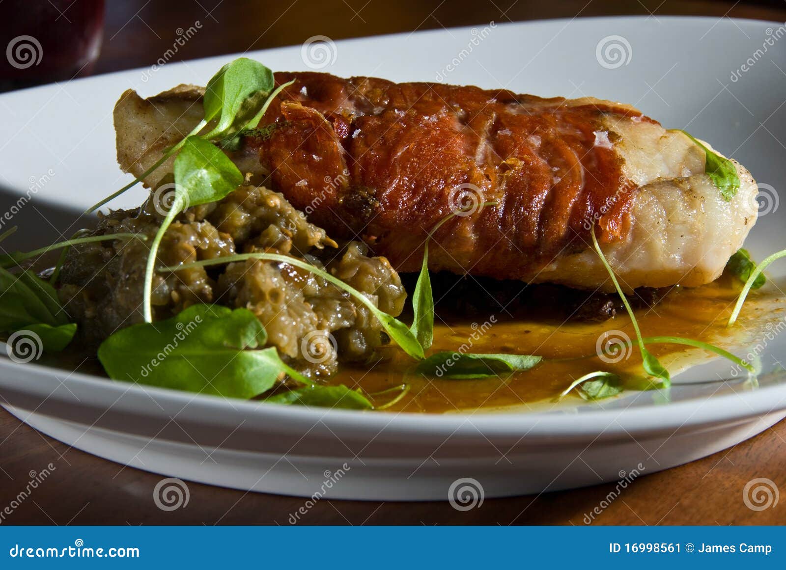 Bacon wrapped fish stock image. Image of salt, green - 16998561