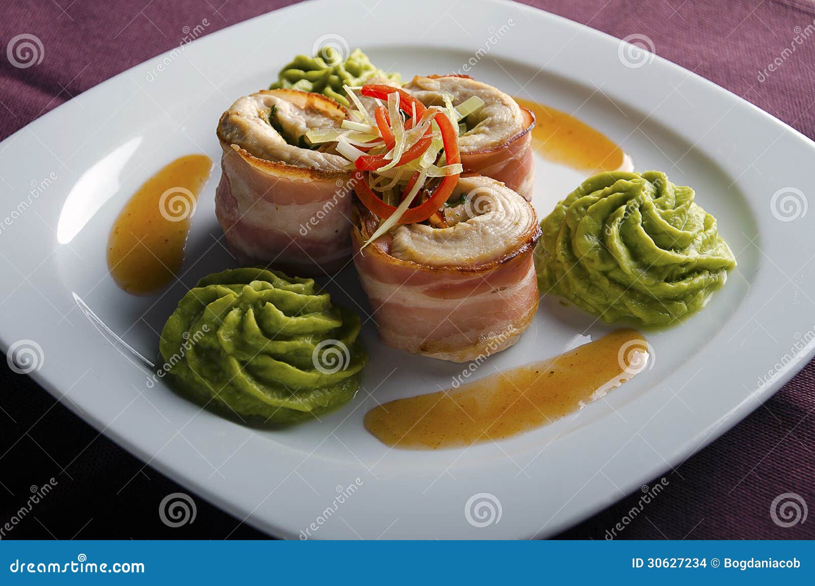 Bacon wrapped fish stock photo. Image of seafood, mashedbroccoli - 30627234