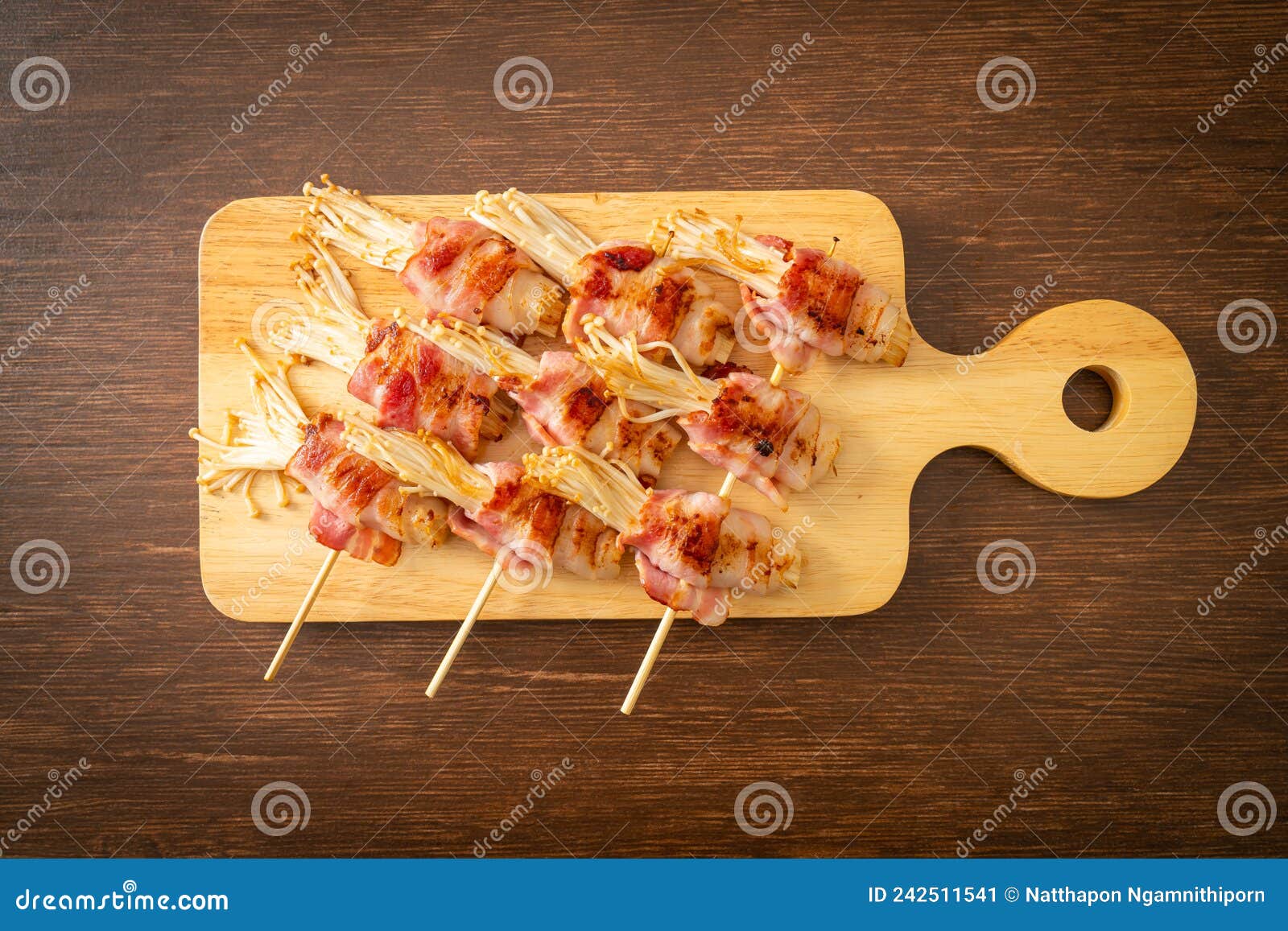 Bacon Wrapped Golden Needle Mushroom Stock Image - Image of bacon ...