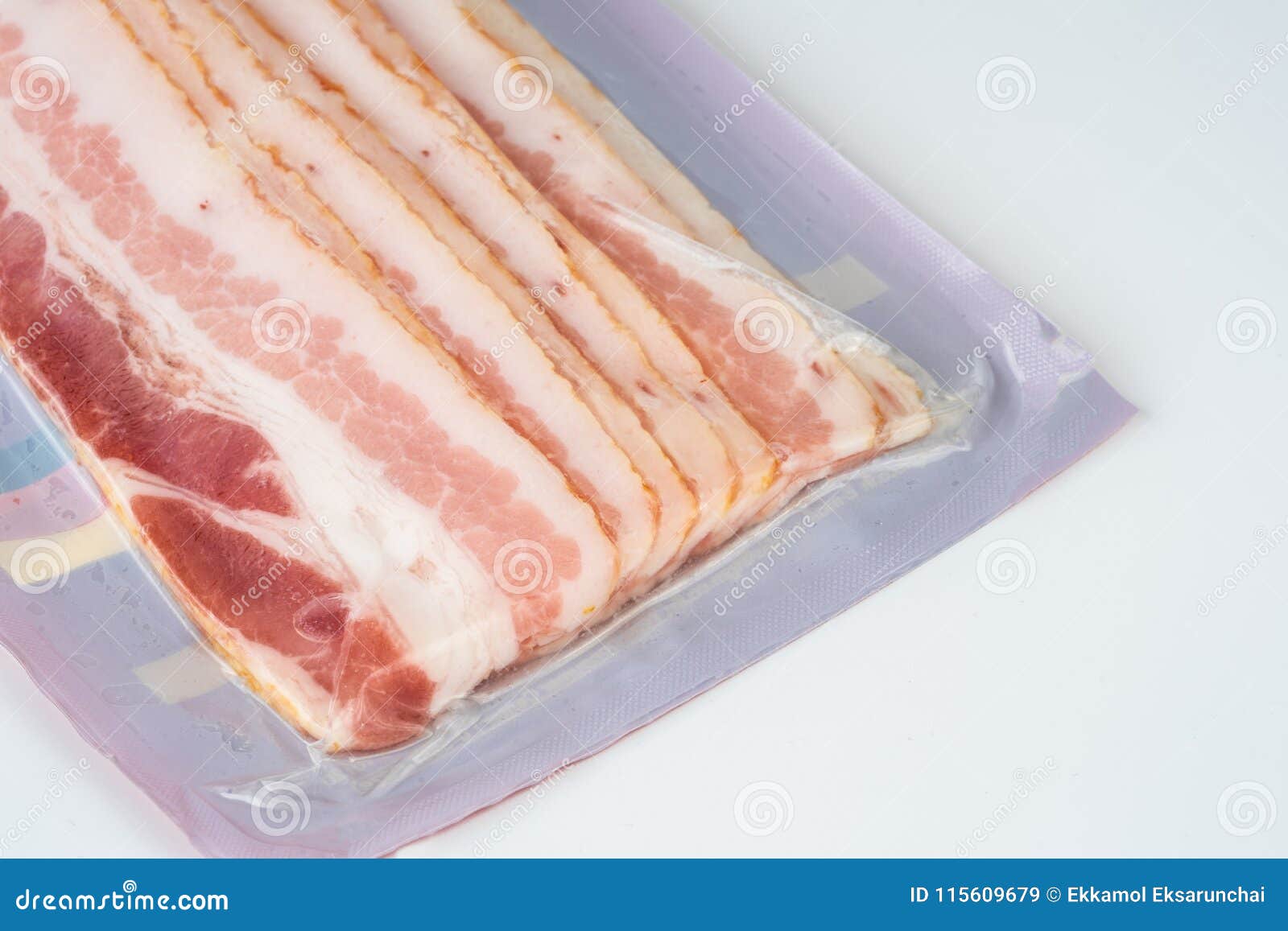 Bacons in plastic pack. stock image. Image of fresh - 115609679