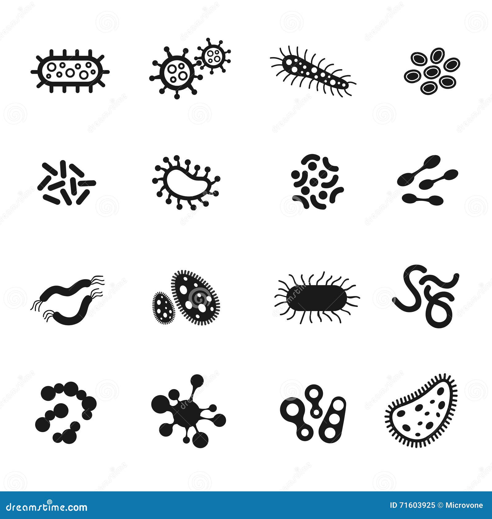 Bactéries, Microbes, Superbug, Icônes De Vecteur De Virus Illustration ...