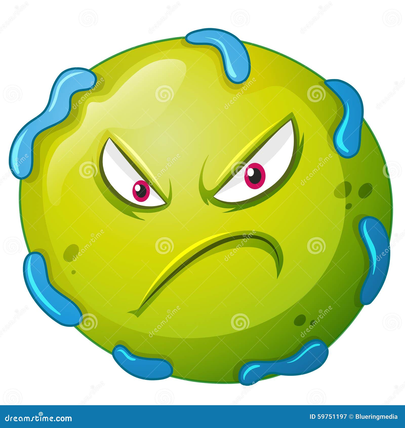 Bacteria with angry face stock vector. Illustration of emotion - 59751197