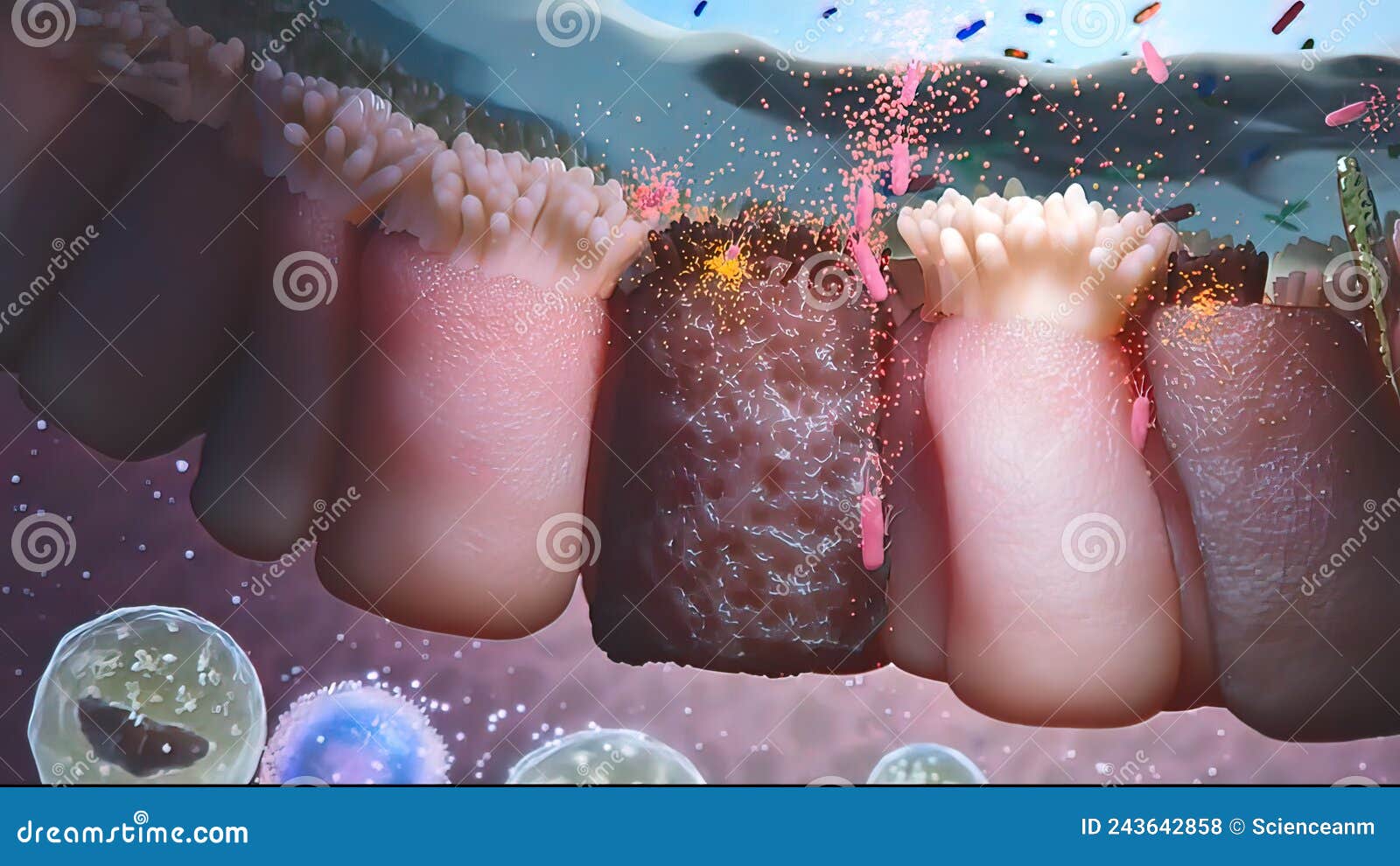 Bacteria Attack the Digestive System Stock Illustration - Illustration ...