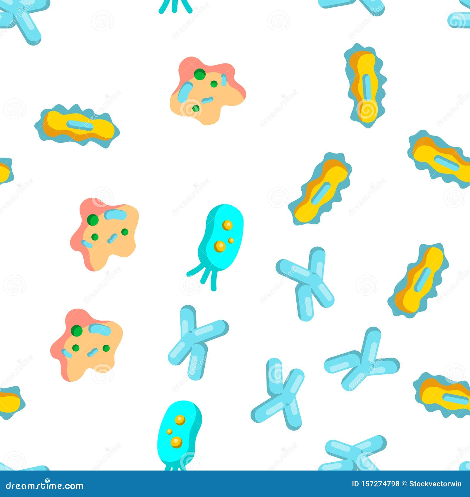 Bacteria, Bacterial Cells Vector Seamless Pattern Stock Vector ...
