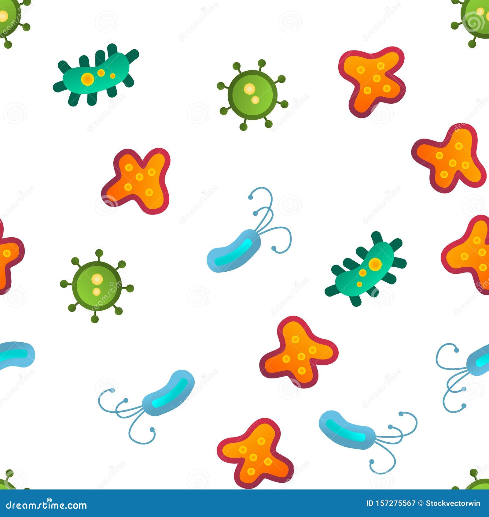 Bacteria, Bacterial Cells Vector Seamless Pattern Stock Vector ...