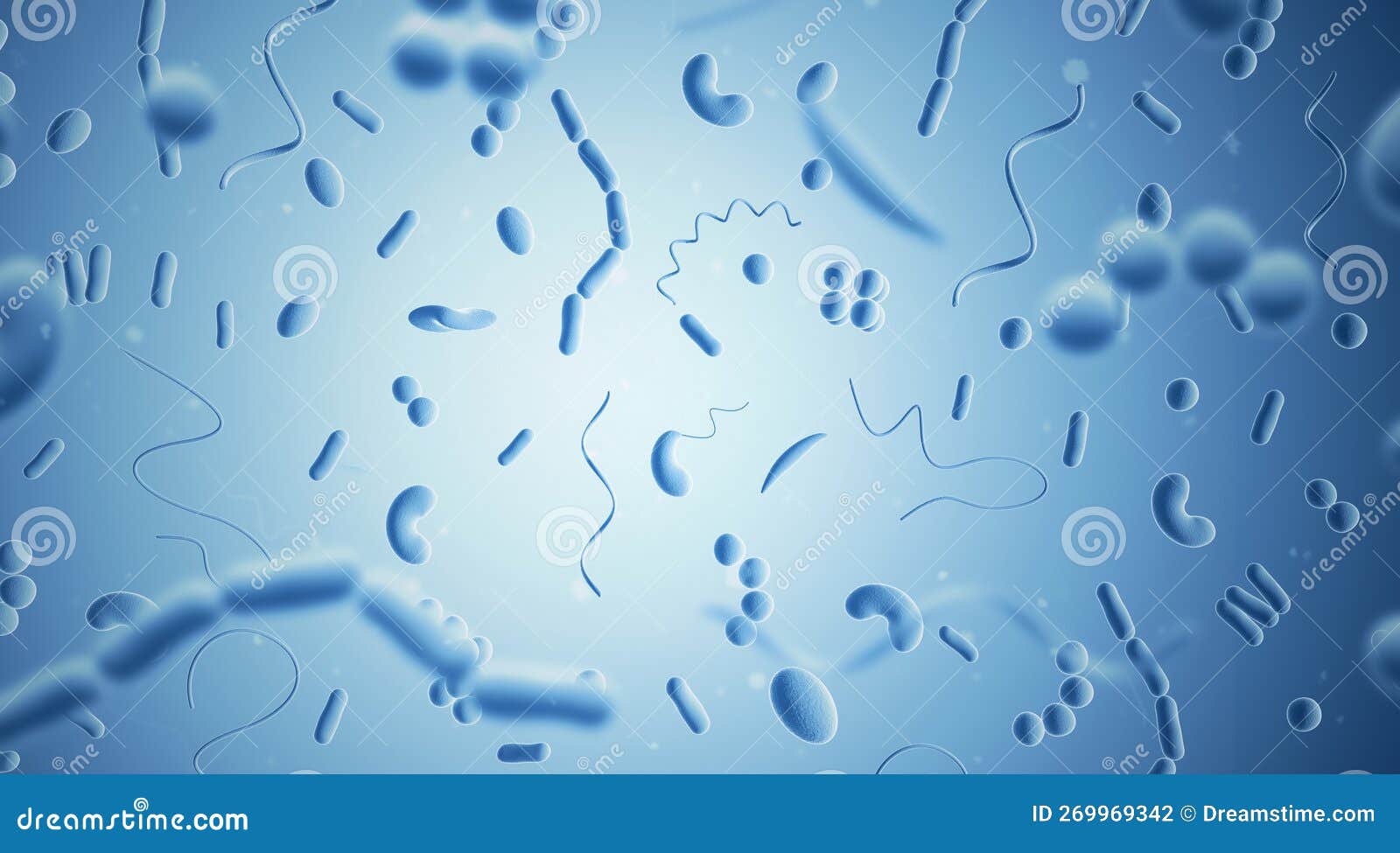 Bacteria. Bacterium. Blue Color. Prokaryotic Microorganisms. Stock ...