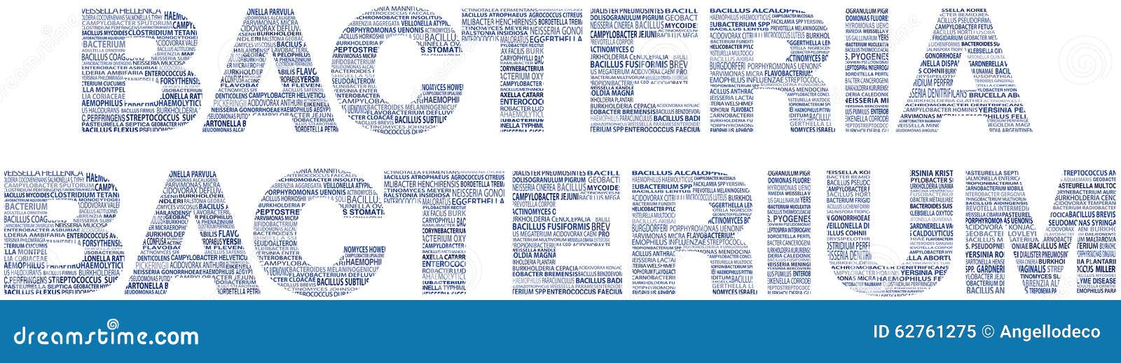 BACTERIA and BACTERIUM Words Filled with Clouds of Words Related Stock ...