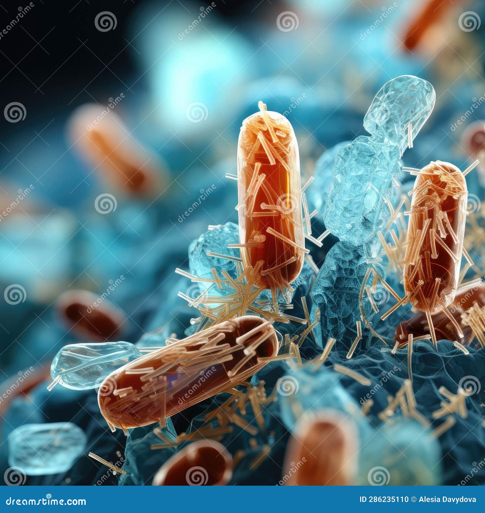 Bacterial Under The Microscope Background. Microbes Macro Microscope ...