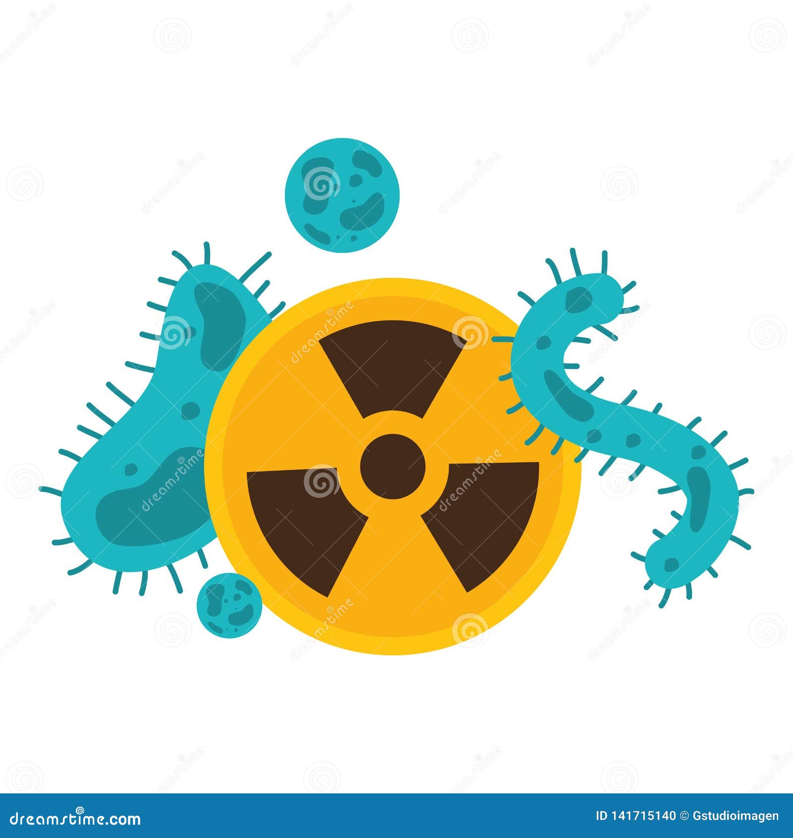 Bacteria Cells and Radiation Stock Vector - Illustration of expertise ...