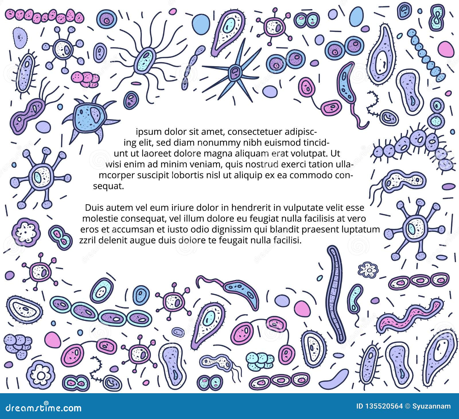 Bacteria Cells Set Composition. Vector Illustration Stock Illustration ...