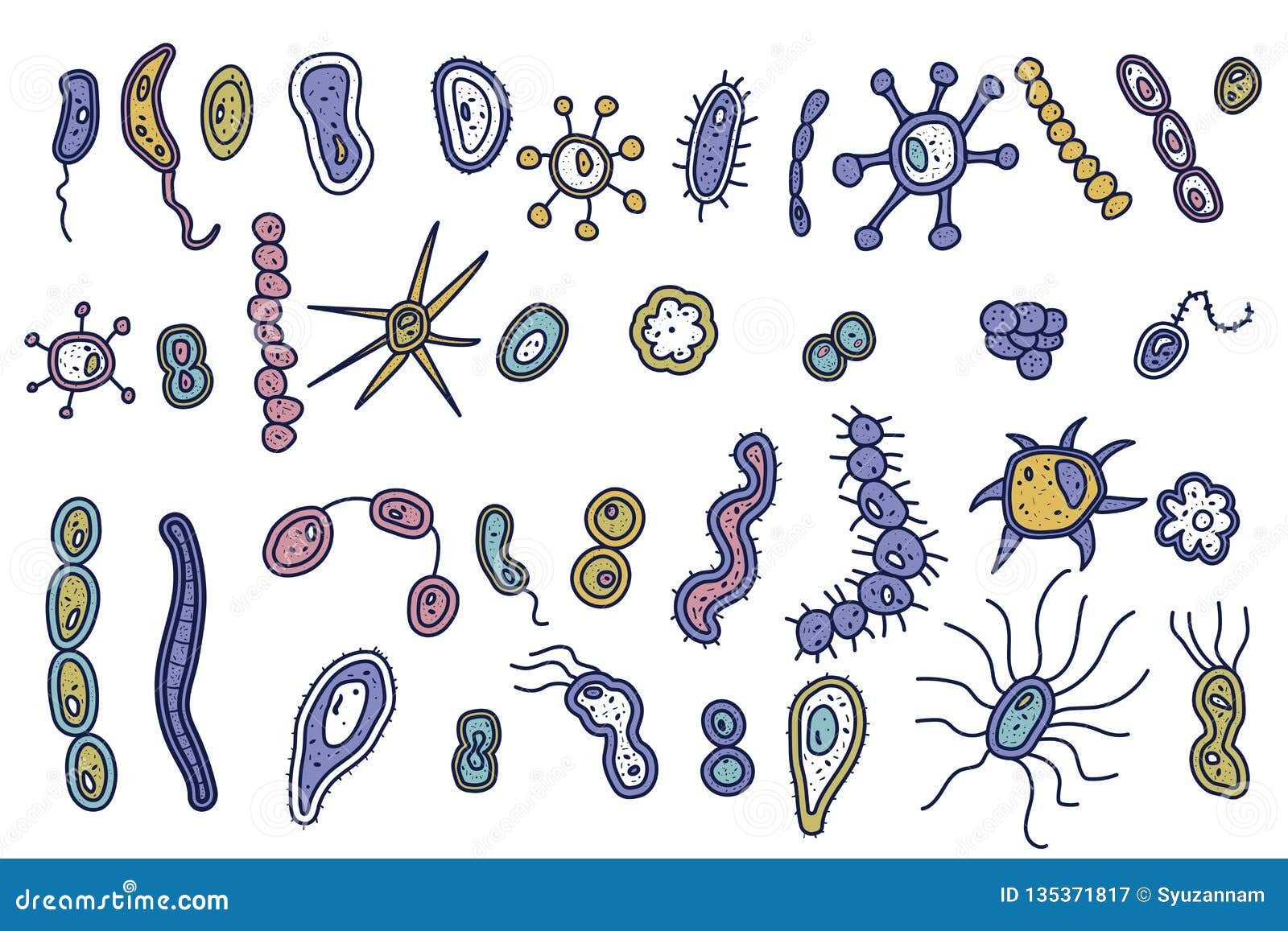 Bacteria Cells Set Composition. Vector Illustration. Stock Vector ...
