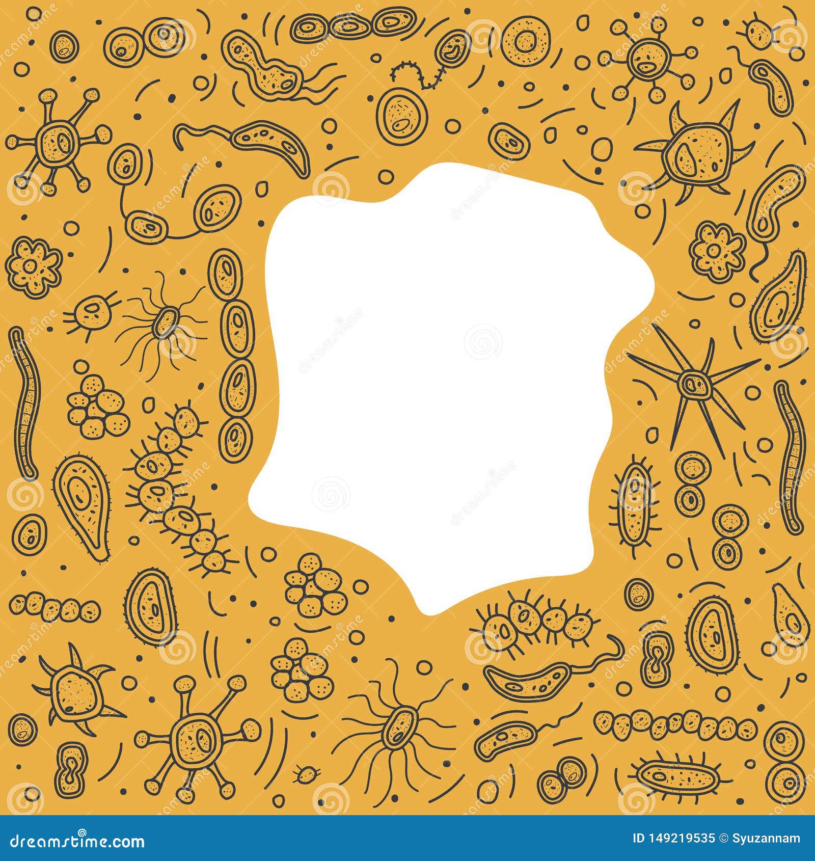 Bacteria Cells Set. Vector Signs in Doodle Style. Stock Vector ...