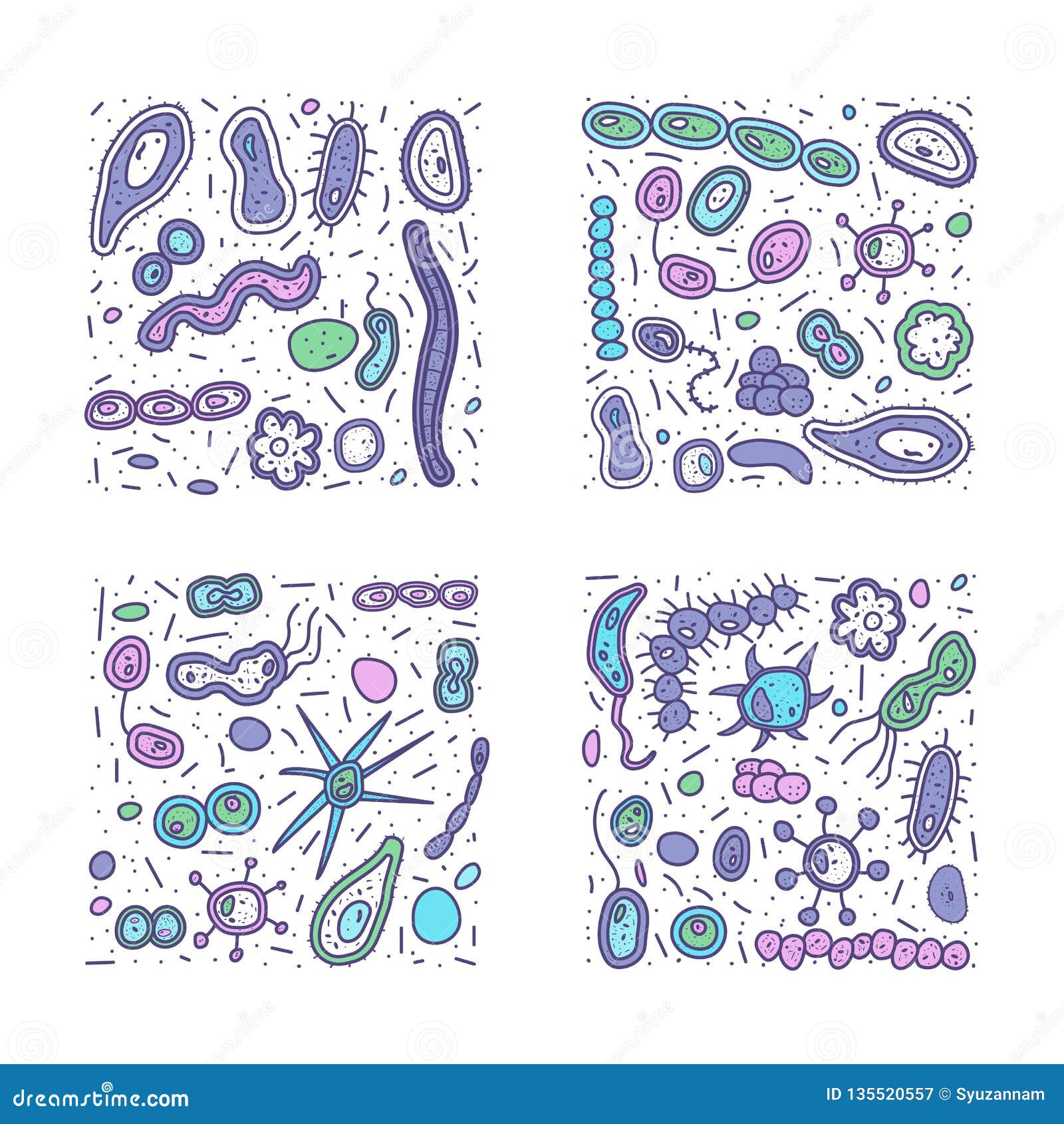Bacteria Cells Set Composition. Vector Illustration. Stock Vector ...