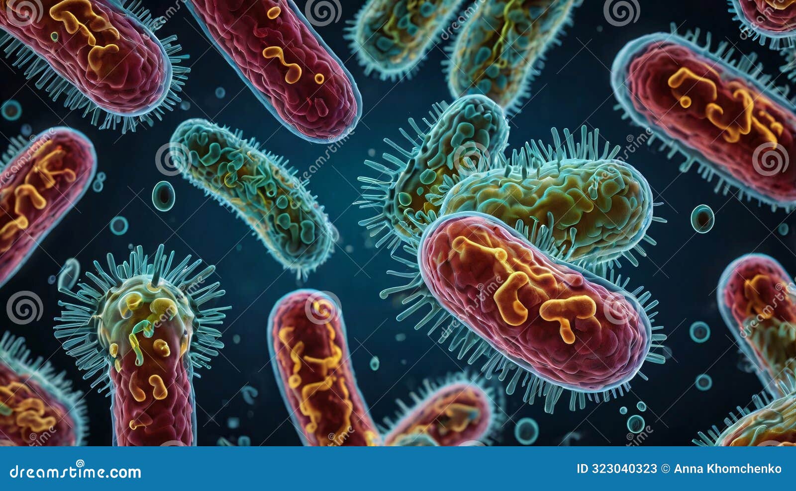 Bacteria and Cells Under a Microscope Lens Stock Image - Image of ...