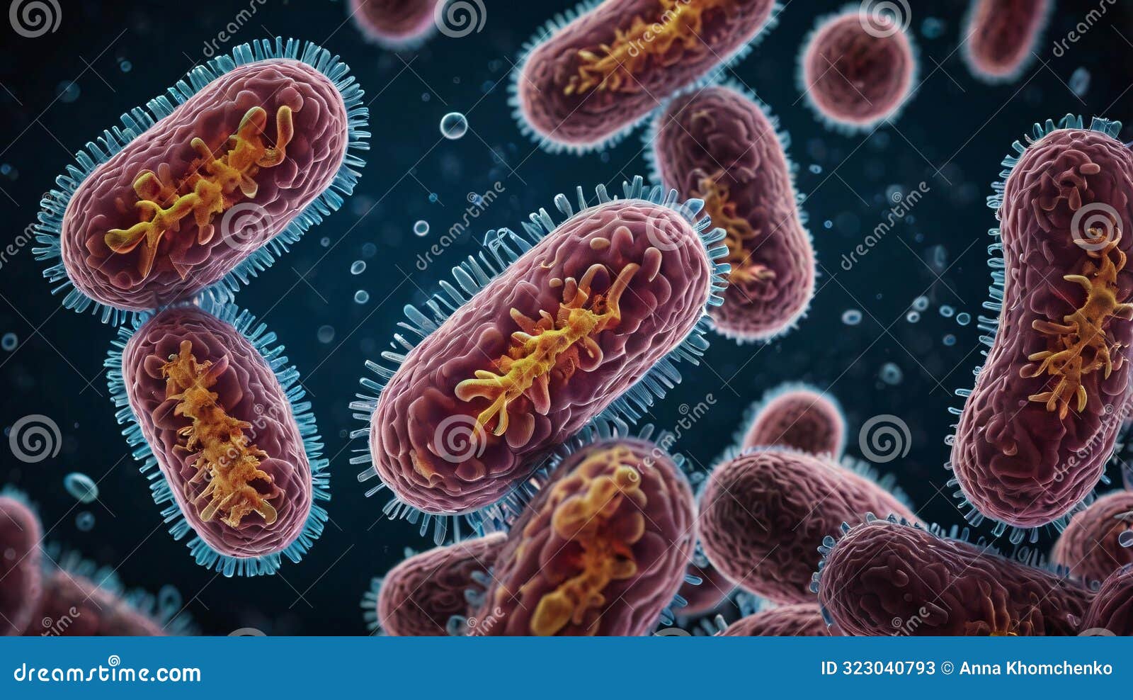 Bacteria and Cells Under a Microscope Lens Stock Image - Image of ...