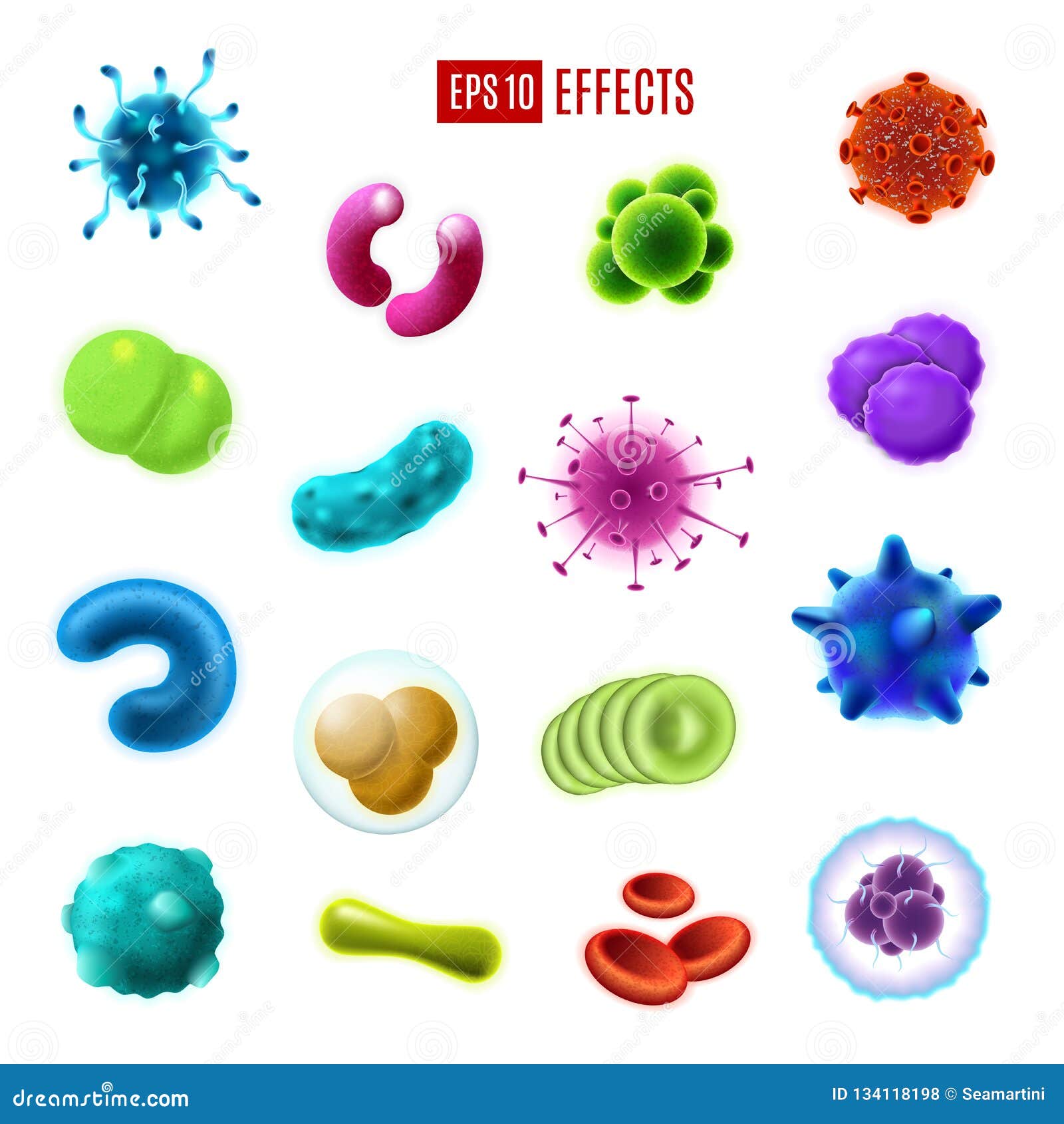 Bacteria Cells, Germs and Viruses. Microorganisms Stock Vector ...