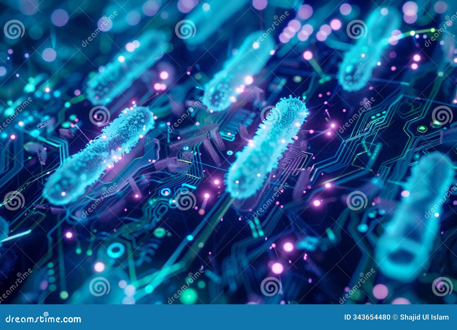 Bacteria on a Circuit Board Stock Illustration - Illustration of ...