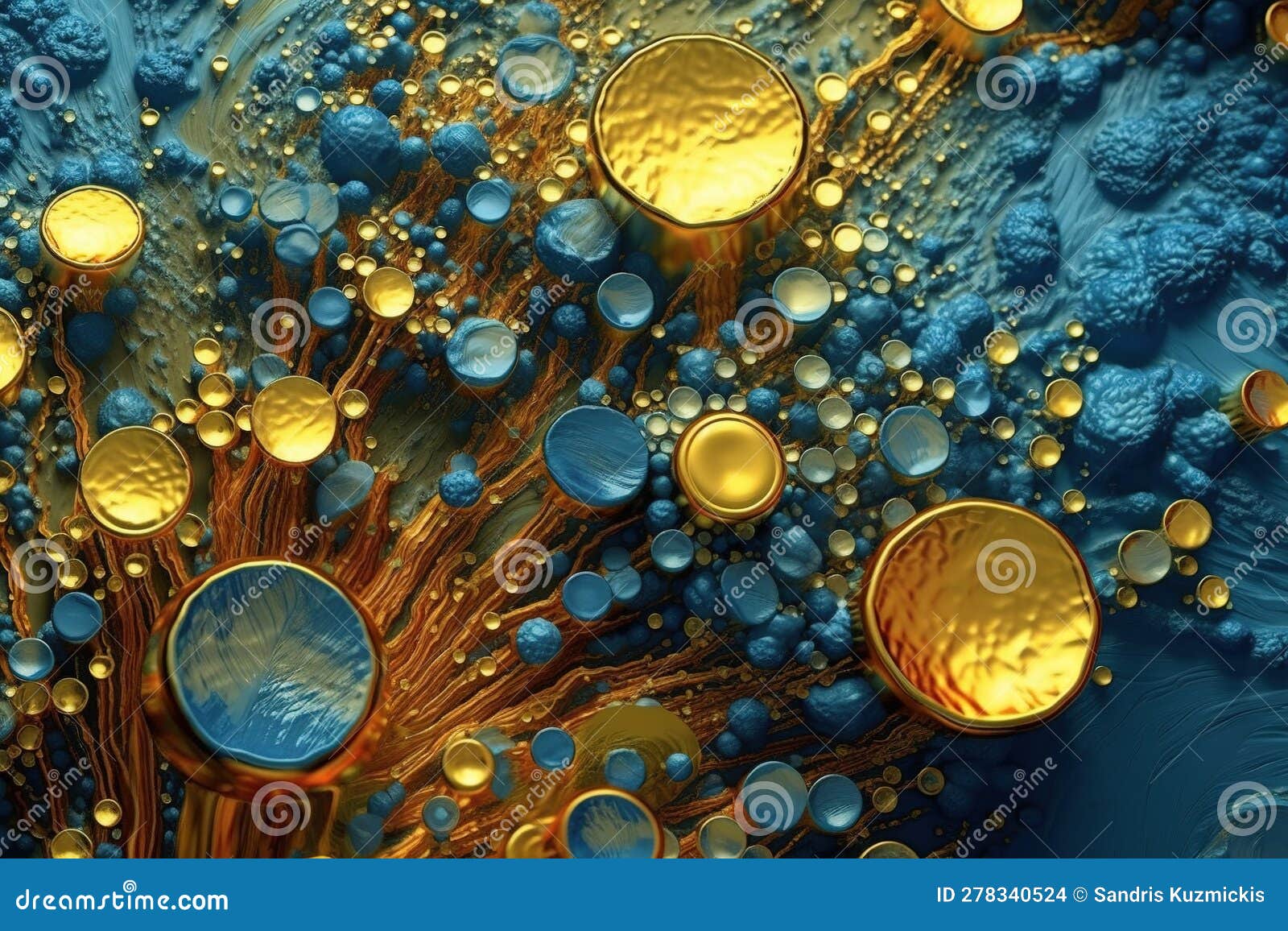 Bacteria Close Up, Blue and Yellow Color. Generative AI Stock ...