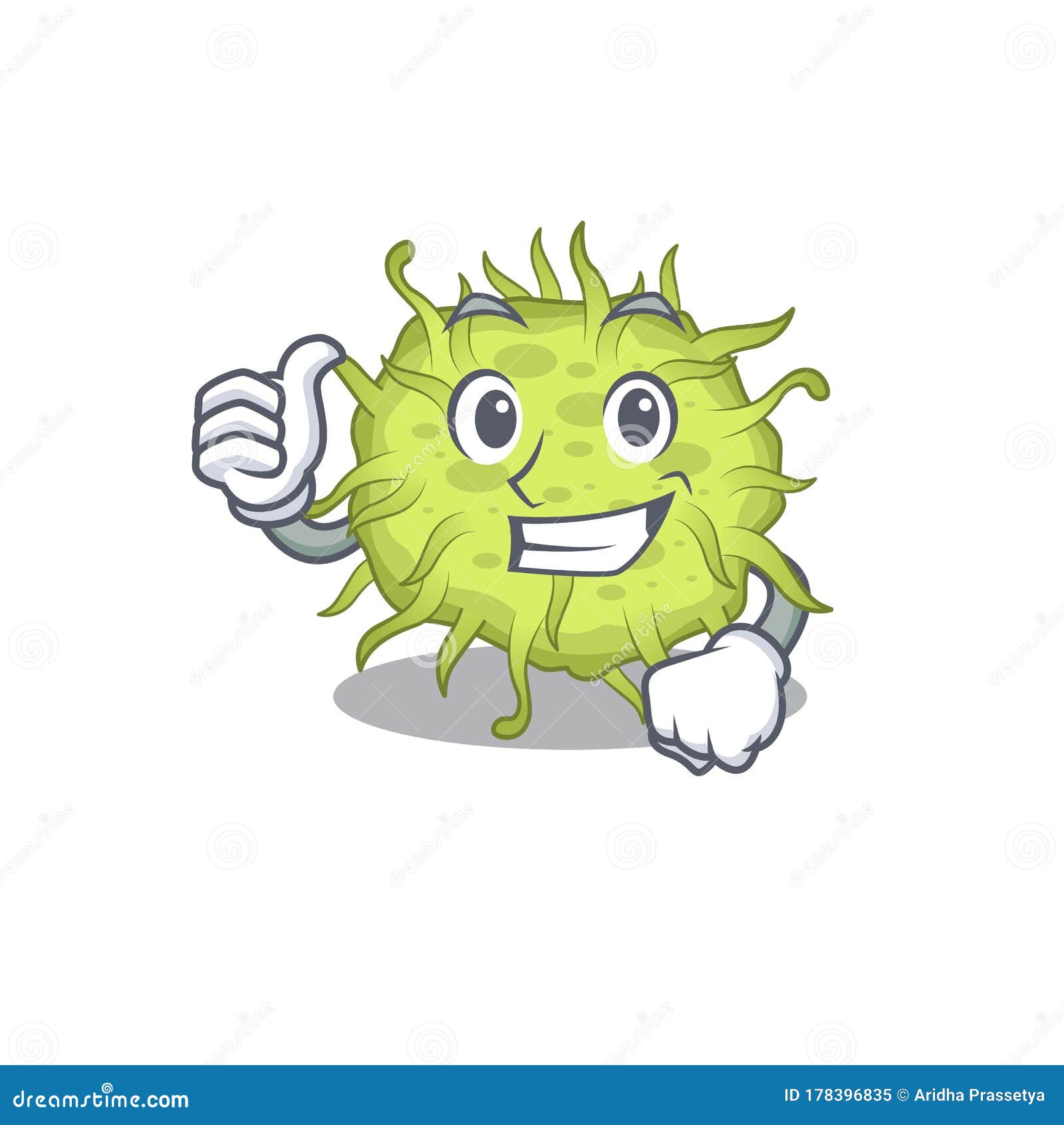 Bacteria Coccus Cartoon Character Design Making OK Gesture Stock Vector ...