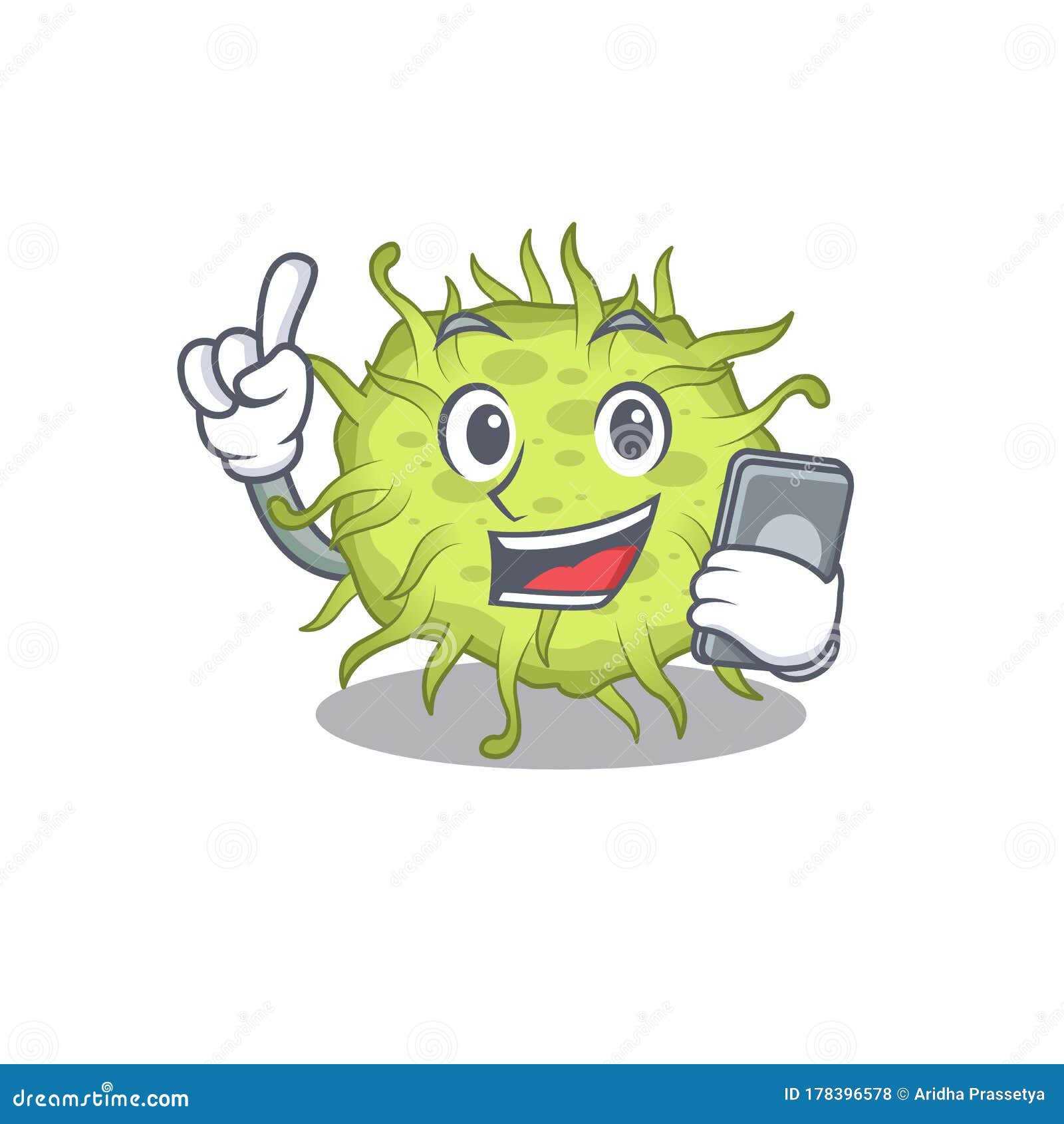Bacteria Coccus Cartoon Character Speaking On Phone Vector Illustration ...
