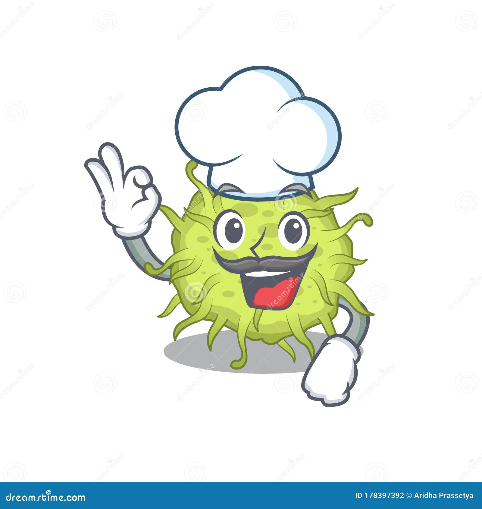 Bacteria Coccus Chef Cartoon Design Style Wearing White Hat Stock ...