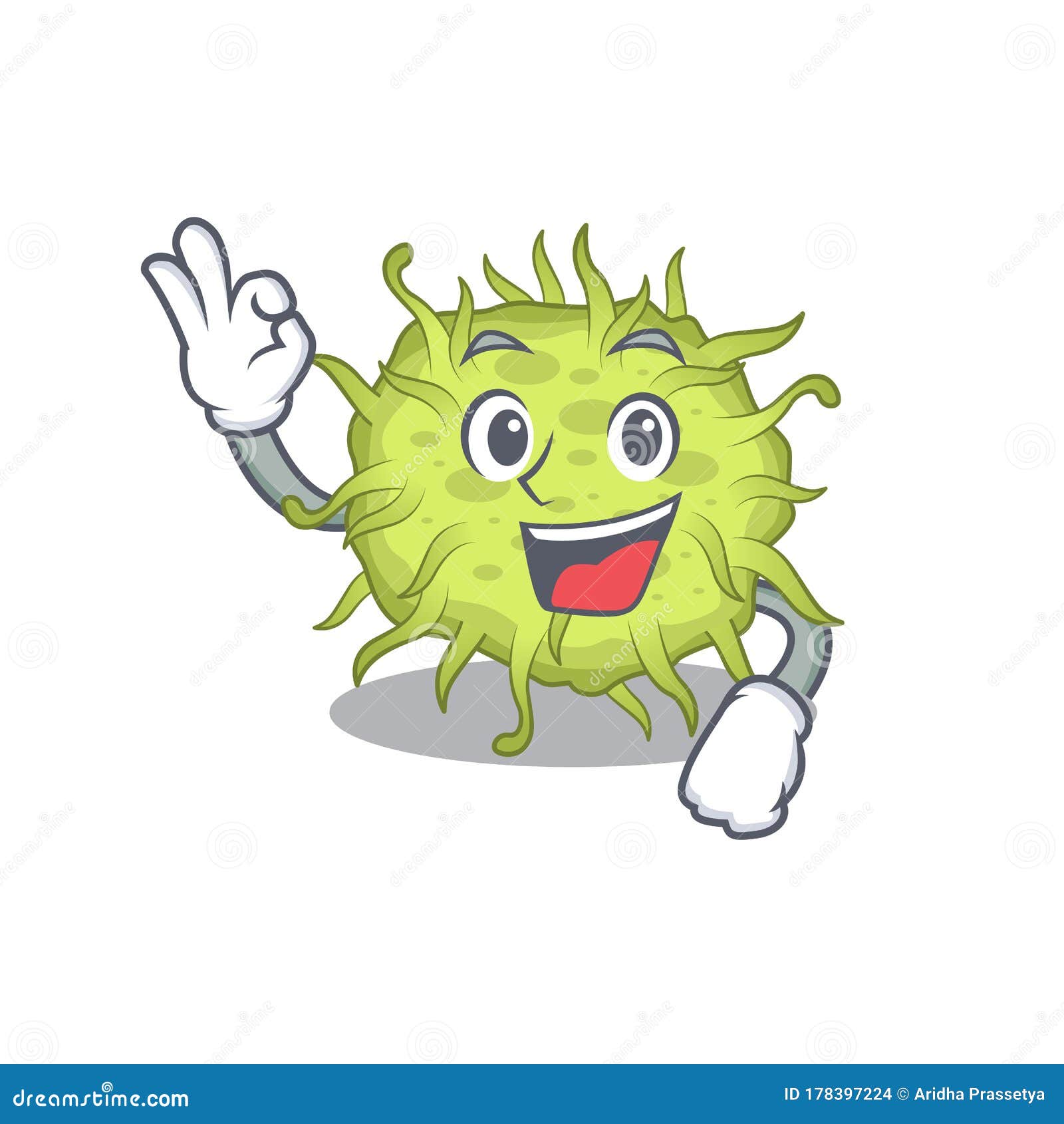 Bacteria Coccus Mascot Design Style with an Okay Gesture Finger Stock ...