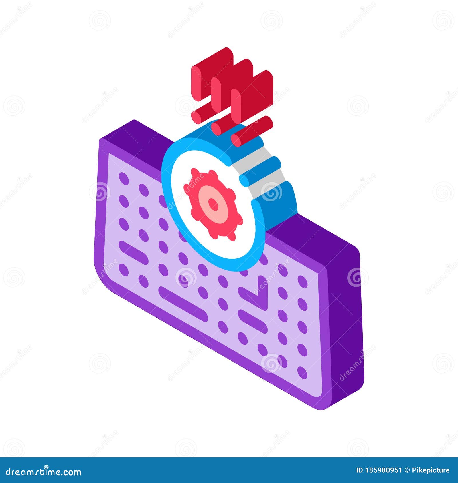 Bacteria on Computer Keyboard Isometric Icon Vector Illustration Stock ...