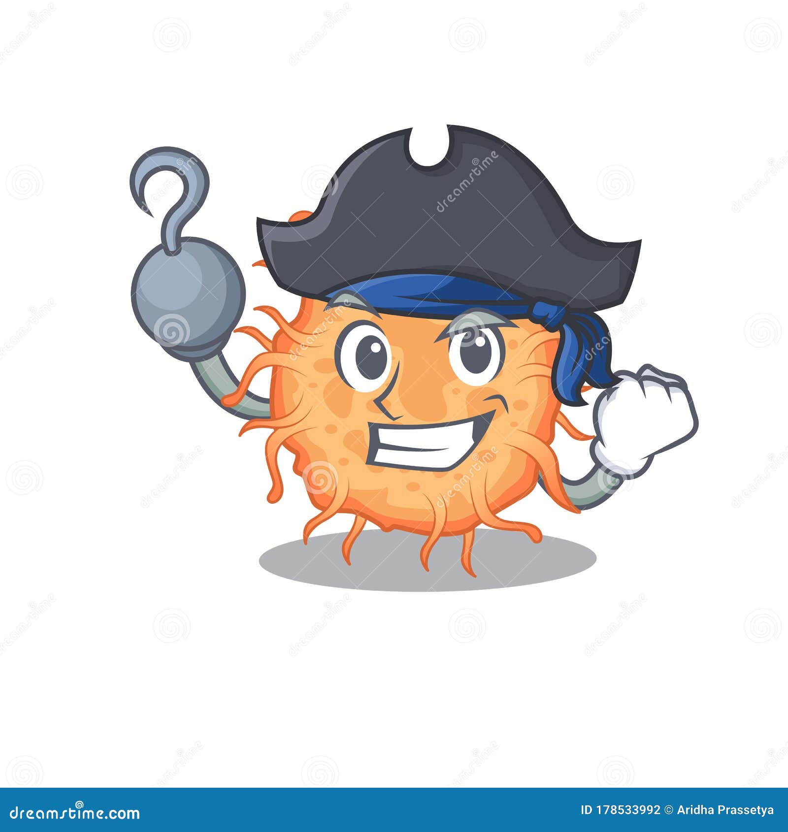 Bacteria Endospore Cartoon Design Style As a Pirate with Hook Hand and ...