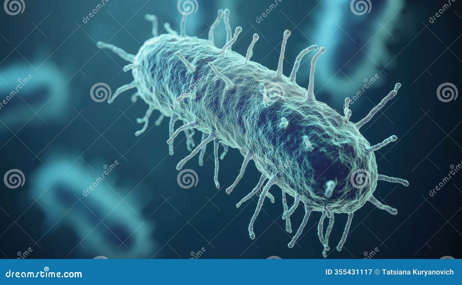 Bacteria with Flagella, Microscopic View, Detailed Structure, Cellular ...