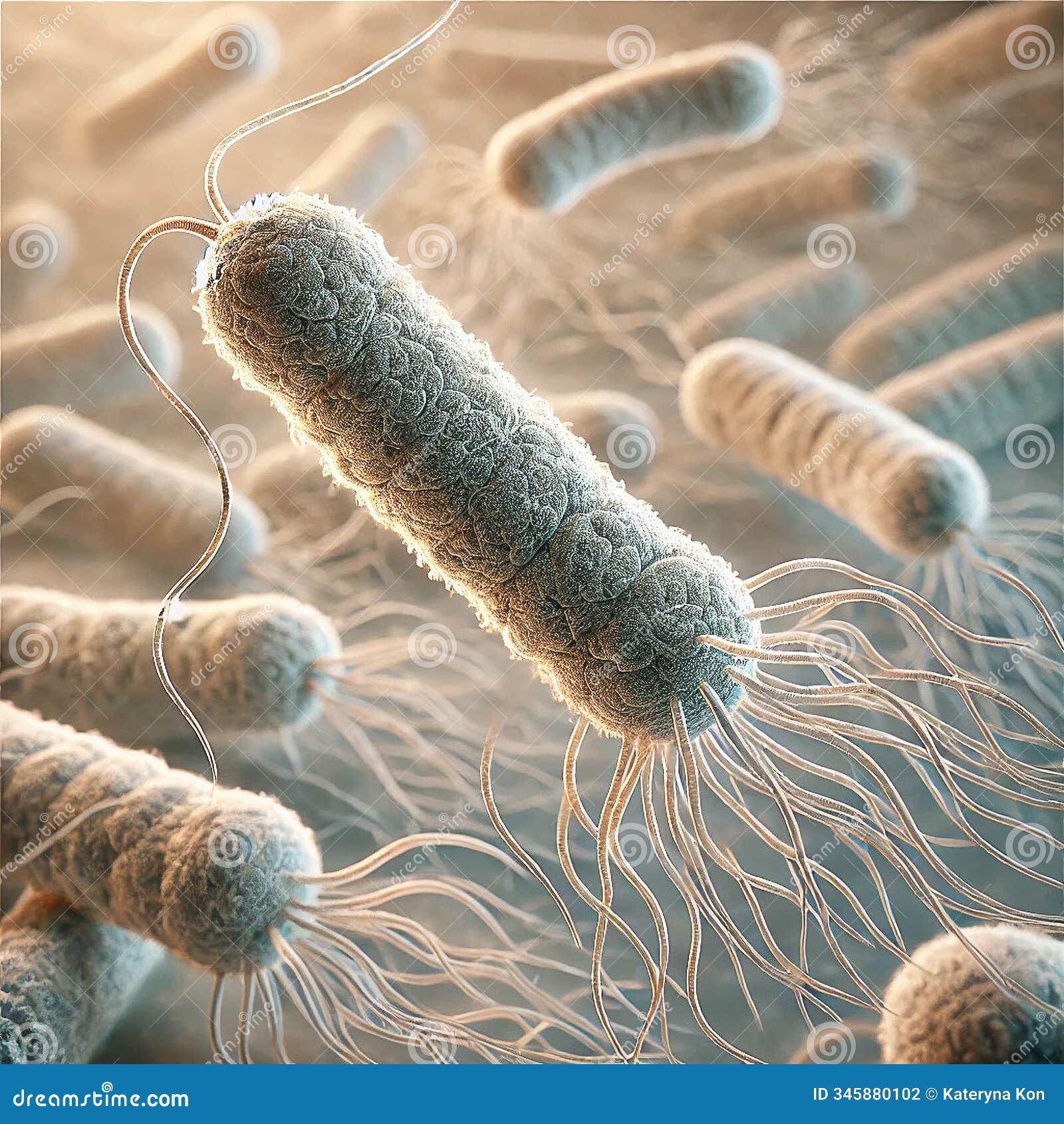 Bacteria With Flagella Under Microscope, Generative Ai Illustration ...