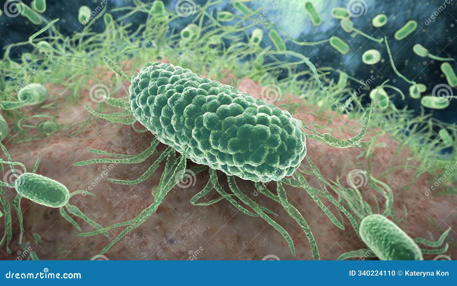 Bacteria With Flagella Under Microscope, Generative Ai Illustration ...