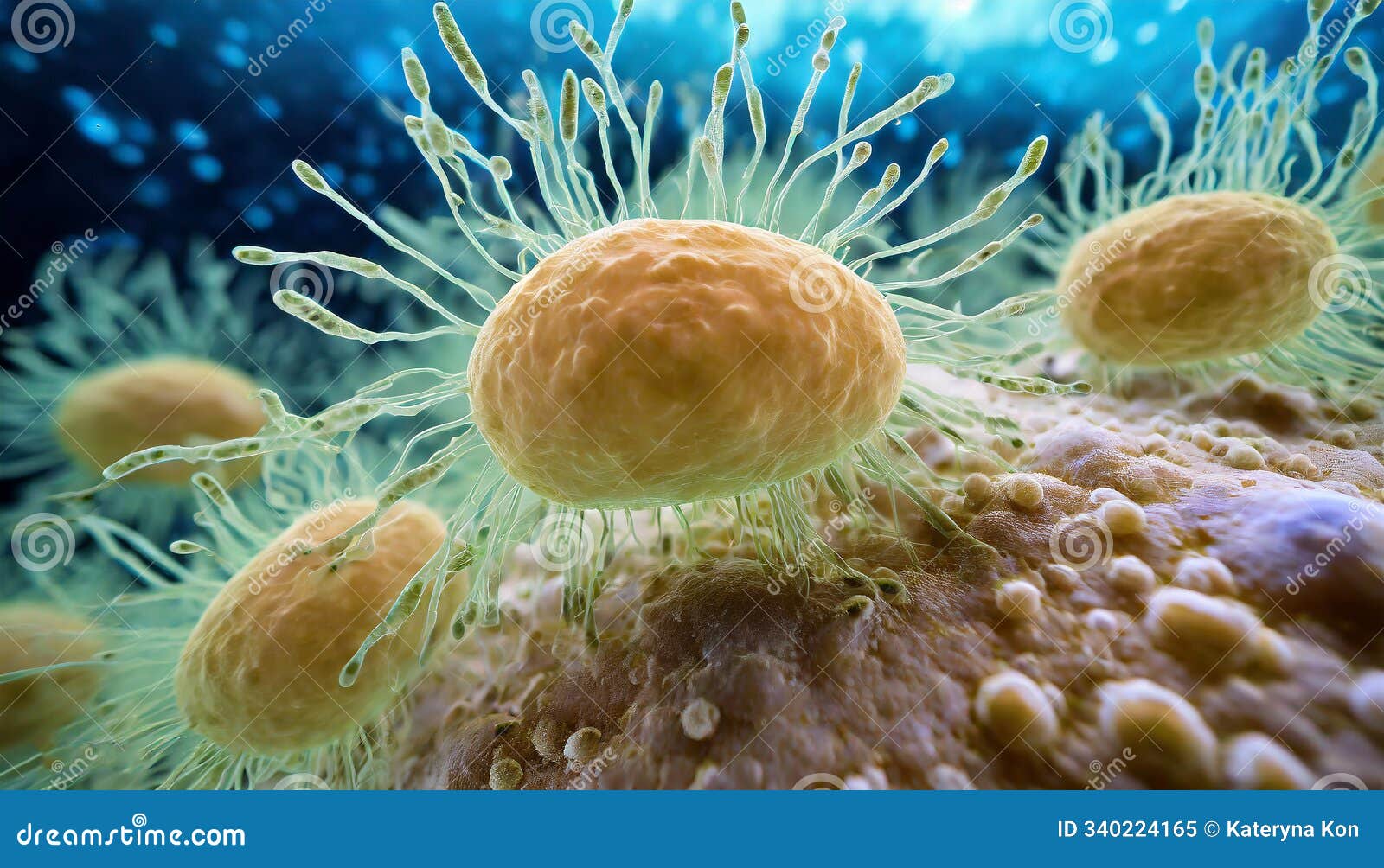 Bacteria With Flagella Under Microscope, Generative Ai Illustration ...