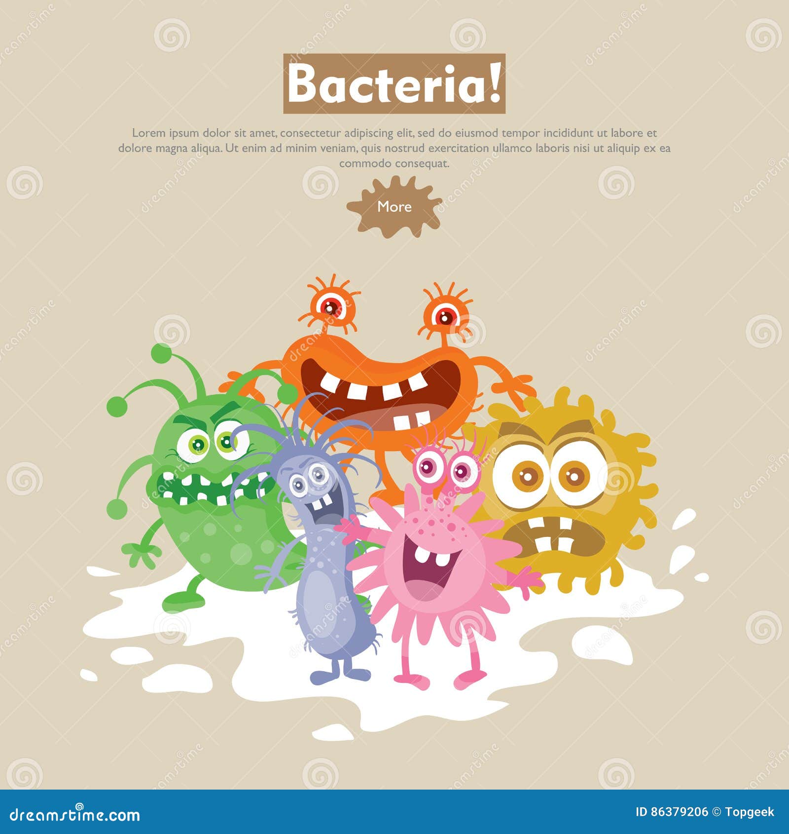 Bacteria Flat Cartoon Vector Web Banner Stock Vector - Illustration of ...