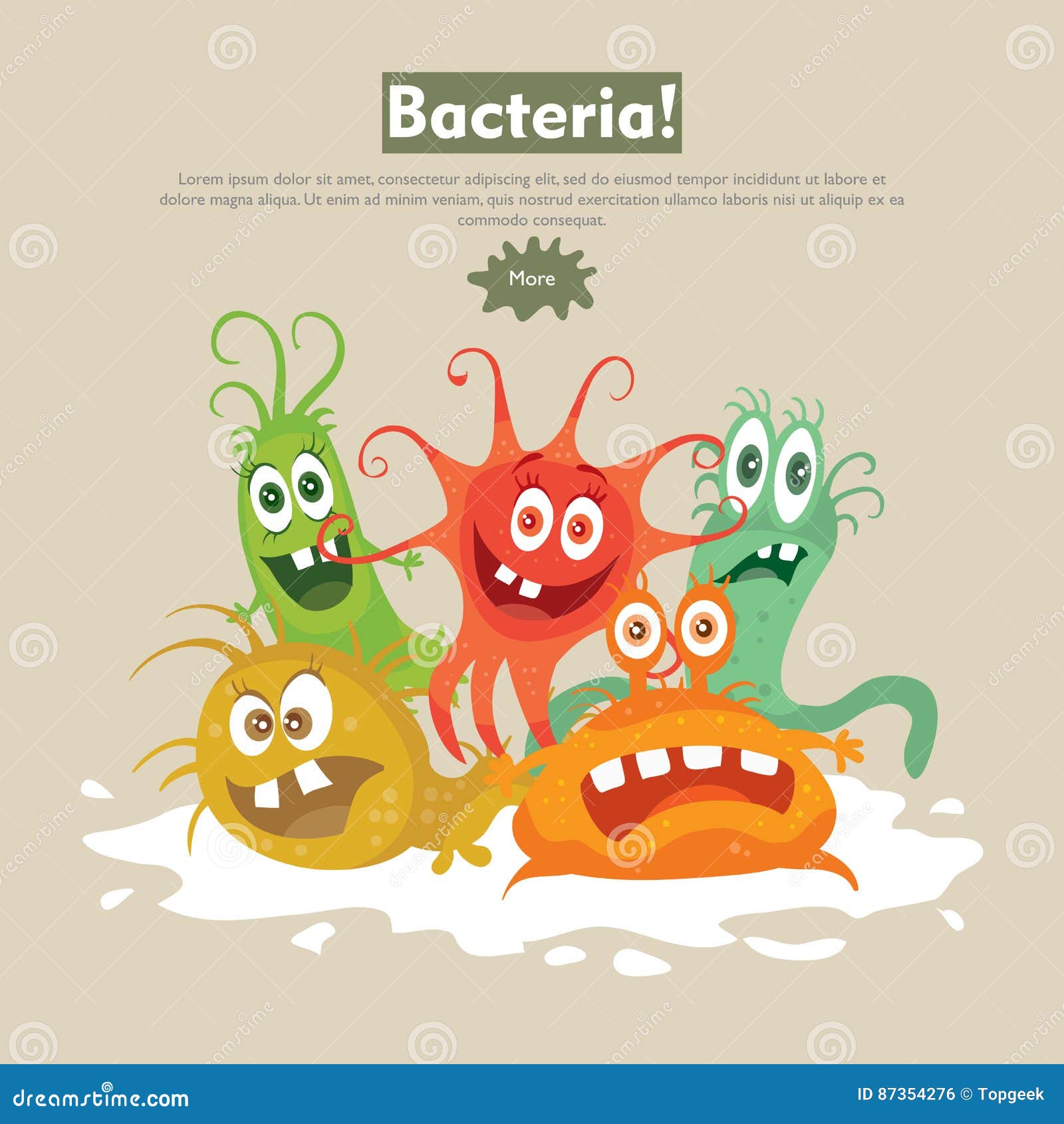 Bacteria Flat Cartoon Vector Web Banner | CartoonDealer.com #87354276