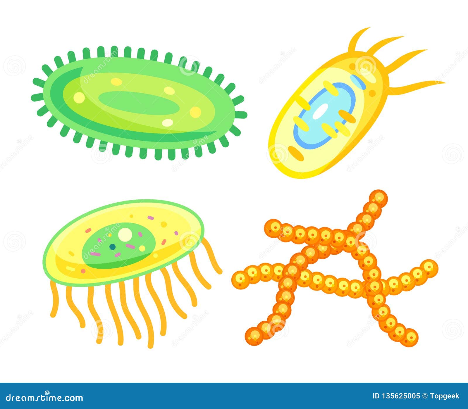 Bacteria and Germs Cells, Microbes Vector Icons Stock Vector ...