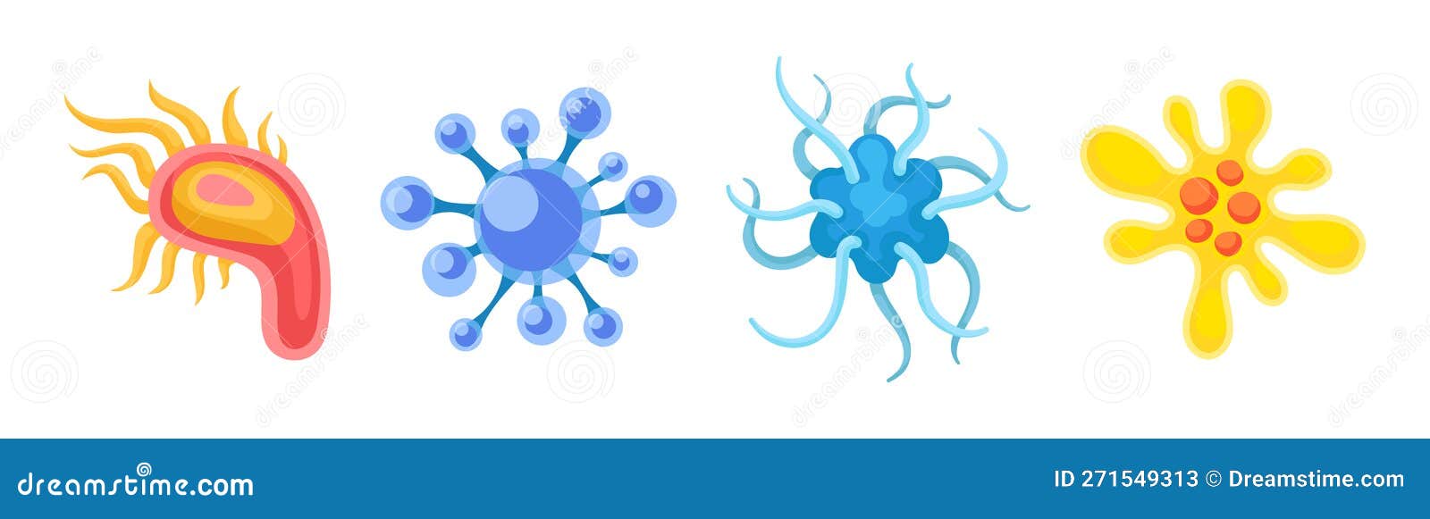 Bacteria and Germs Colorful Microorganisms and Disease Causing Microbe ...