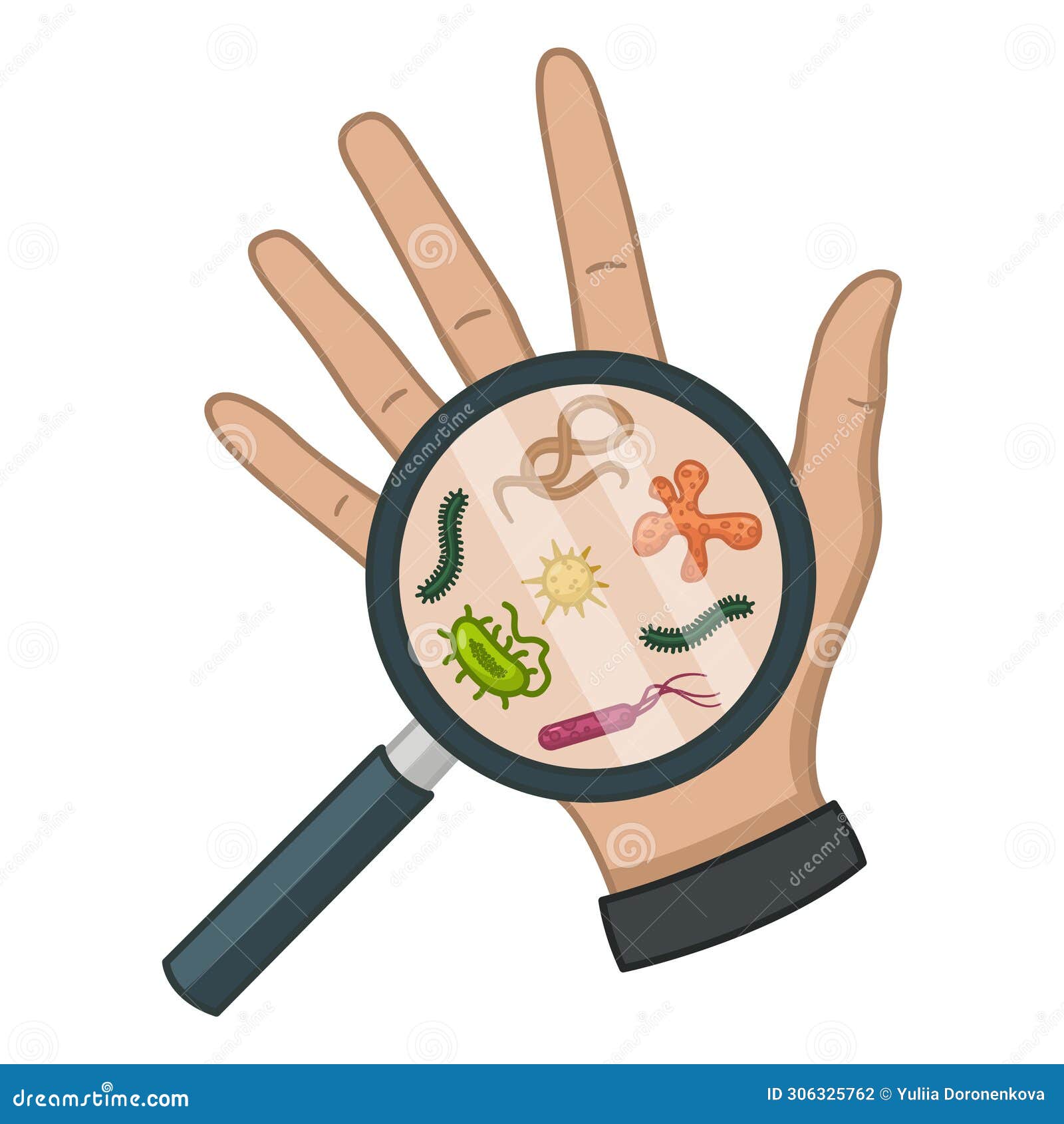 Bacteria and Germs on the Hand. Stock Illustration - Illustration of ...