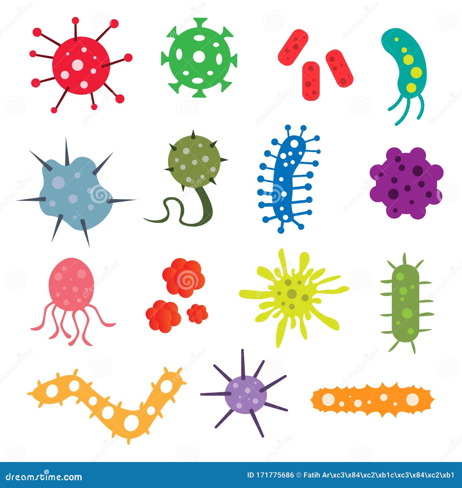 Bacteria and Germs Icons Set. Vector Illustration Isolated on White ... Bacteria and Germs Icons Set. Vector Illustration Isolated on White ...