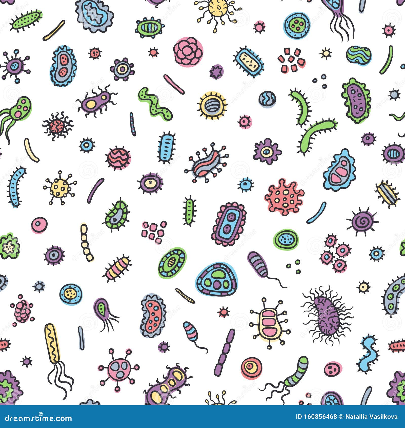 Bacteria and Germs Pattern, Micro-organisms Disease-causing Objects ...