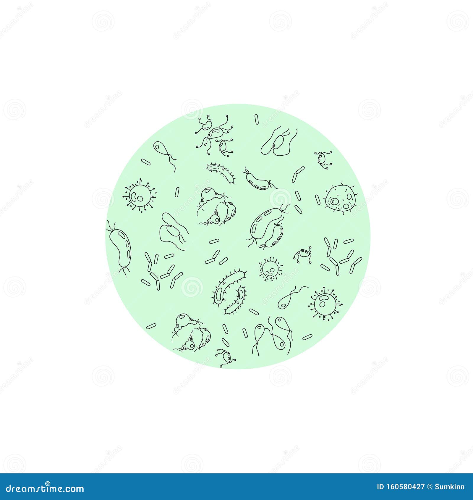 Bacteria and germs set. stock vector. Illustration of microorganism ...