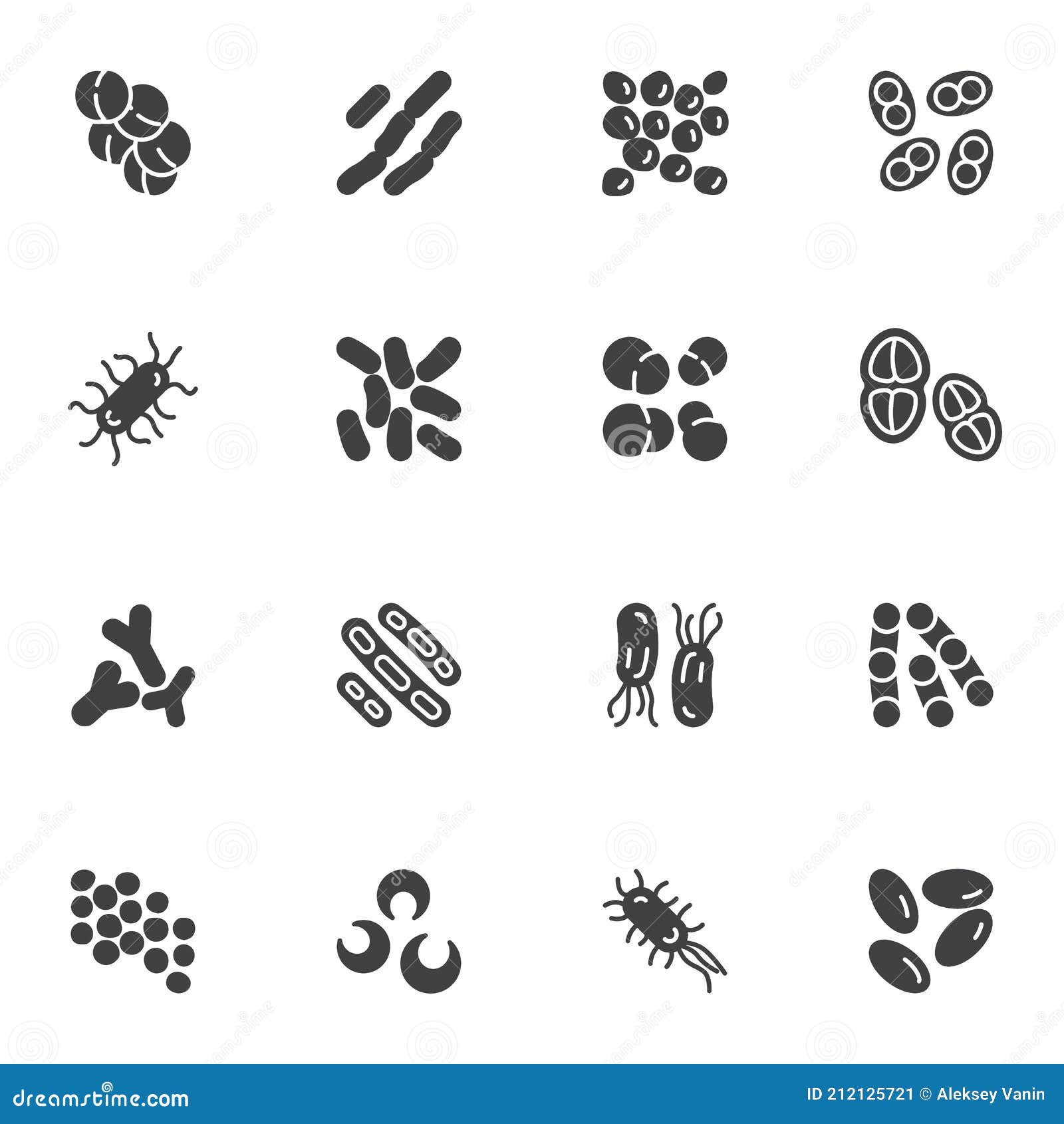 Bacteria and Germs Vector Icons Set Stock Vector - Illustration of pack ...