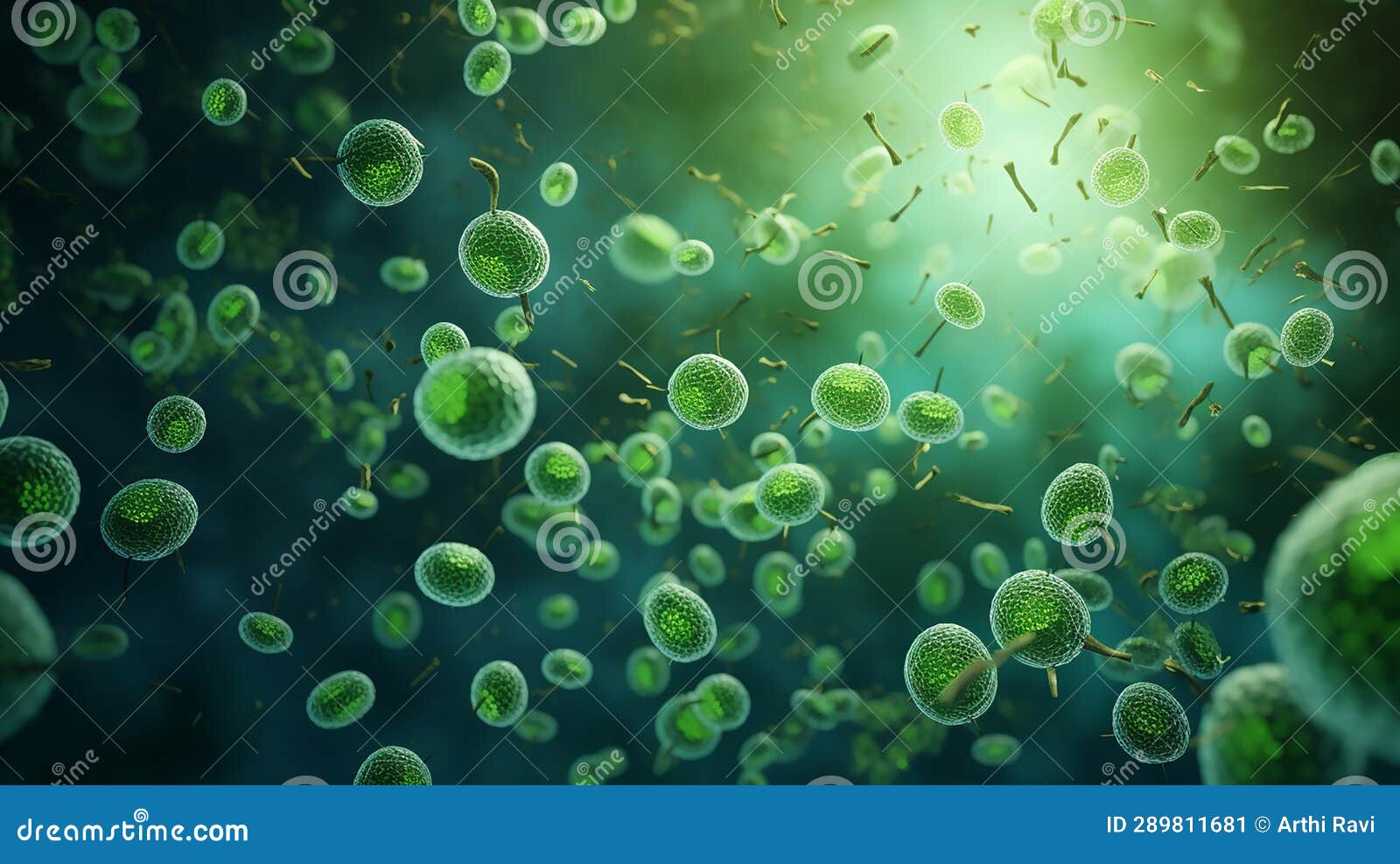 Bacteria in green colors stock illustration. Illustration of green ...