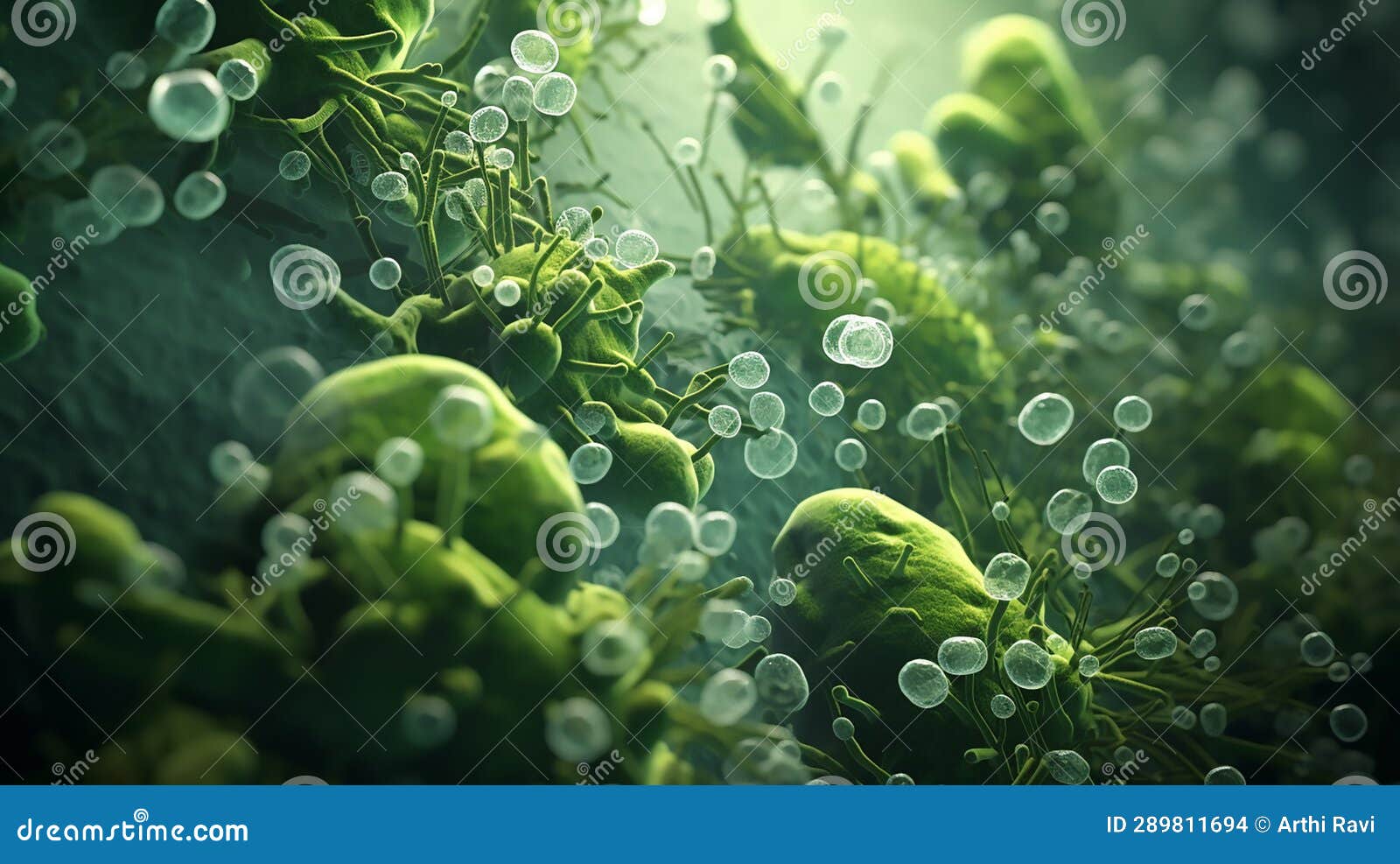 Bacteria in green colors stock illustration. Illustration of tree ...