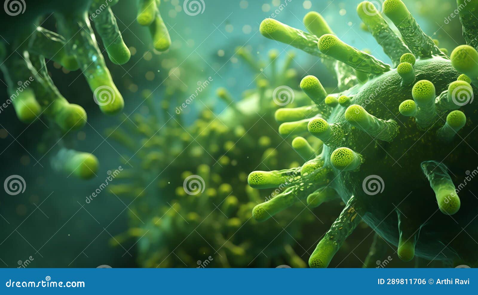 Bacteria in green colors stock illustration. Illustration of grass ...