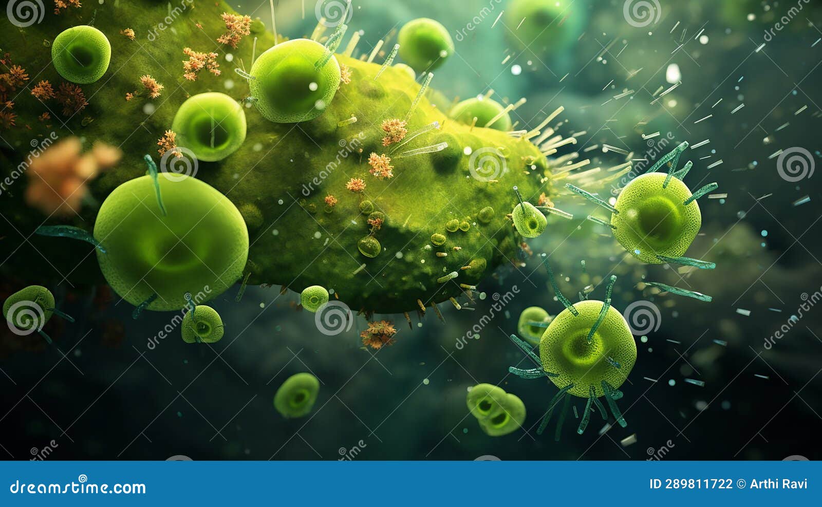 Bacteria in green colors stock illustration. Illustration of nature ...